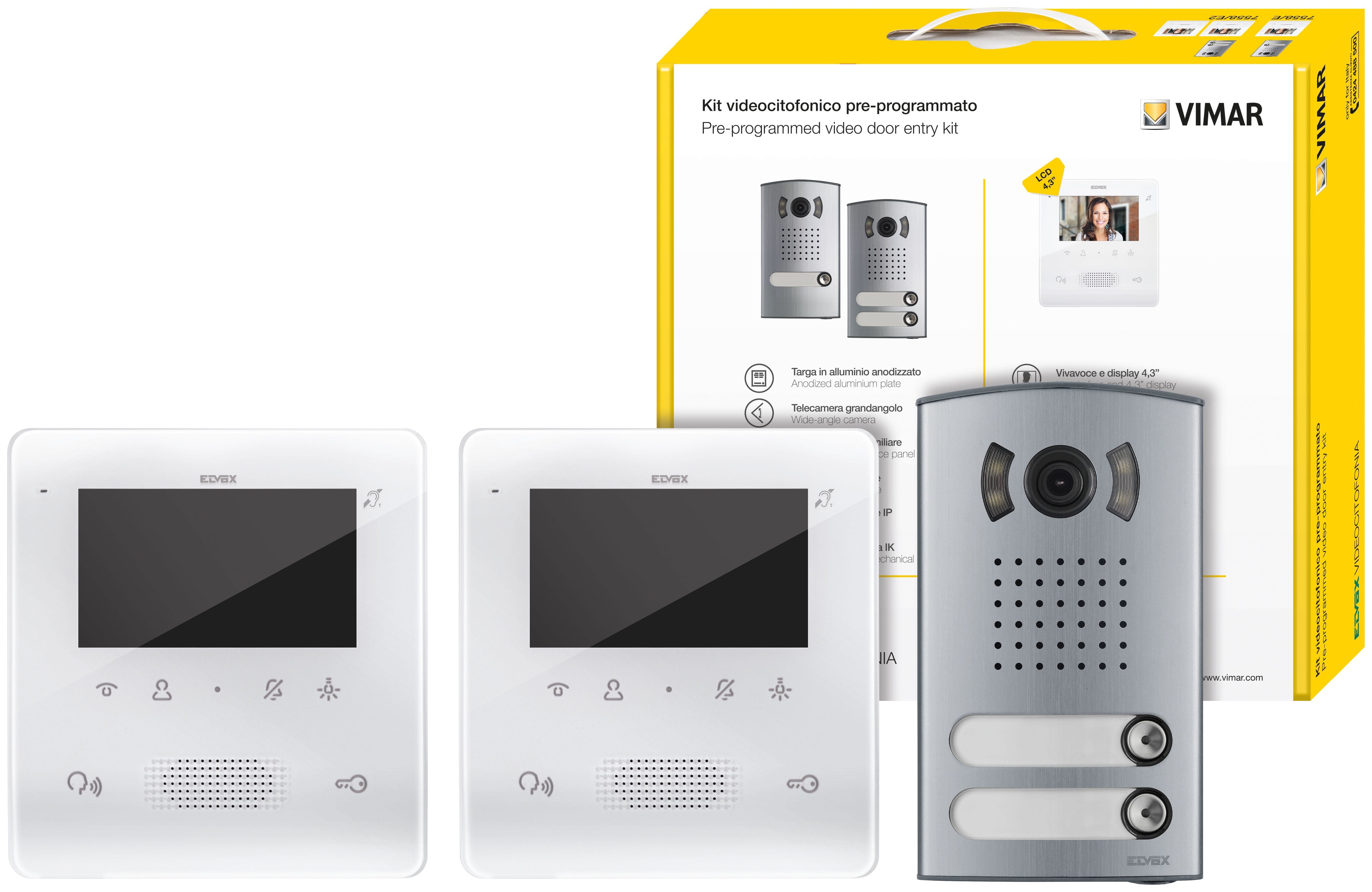 KIT Videocitofono Bifamiliare Elvox 2 Fili con Tab 4,3 vivavoce | Leroy ...
