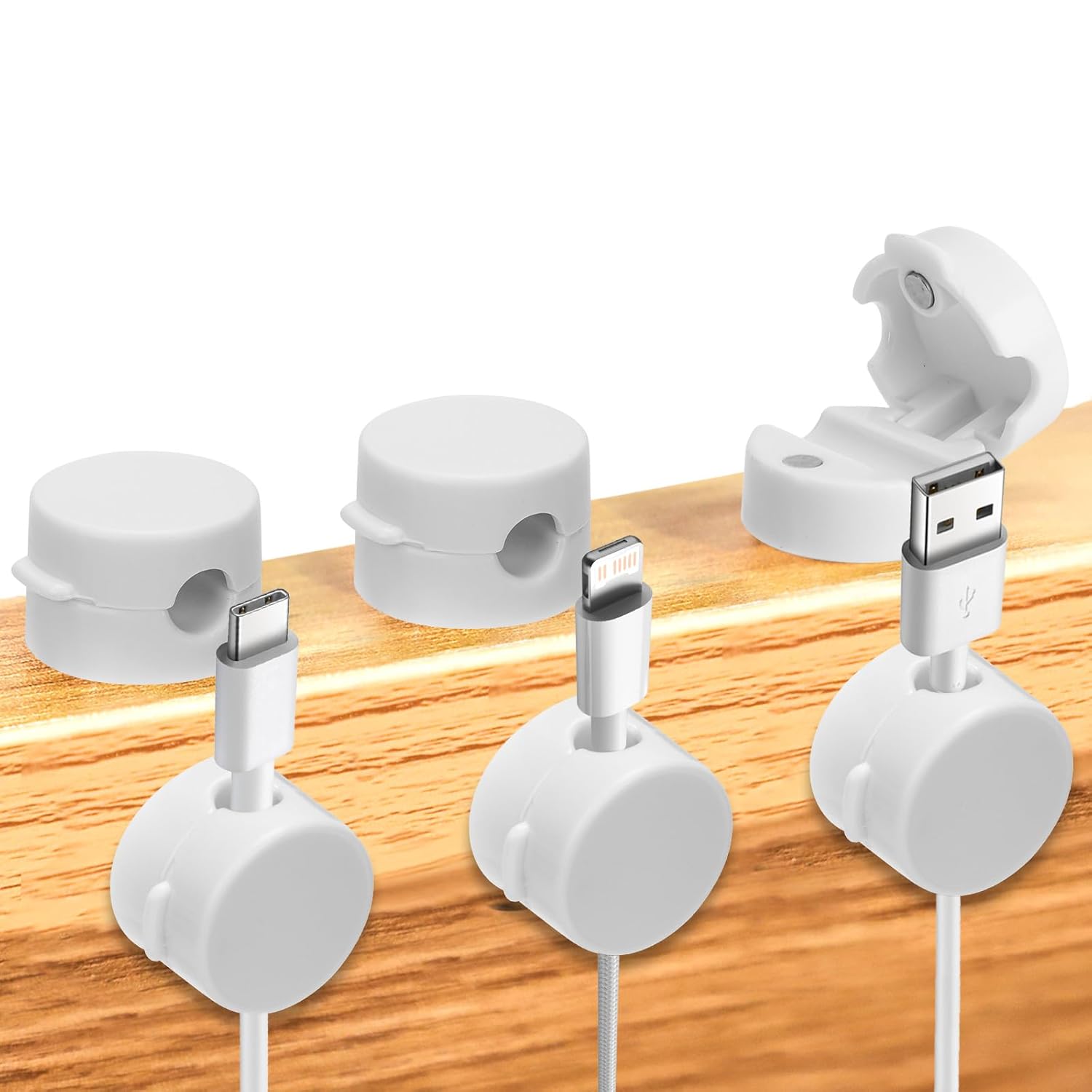 6pcs Clips de Gestion de Câbles Magnétiques, Support de Câble de Chargement de Téléphone Adhésif ...