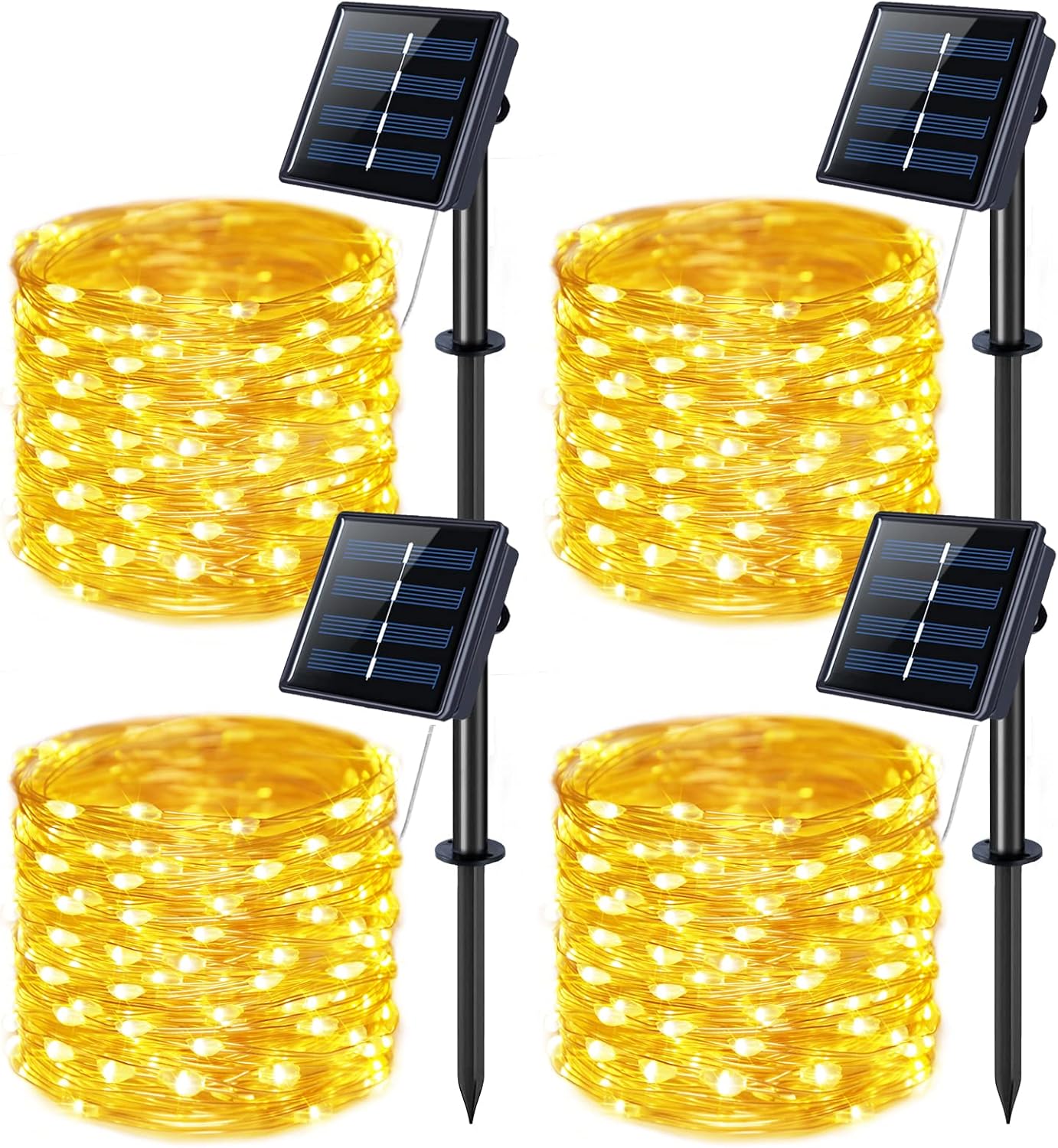 (4 unidades) Guirnalda de luces solares, impermeable, 12 metros, 100 ...