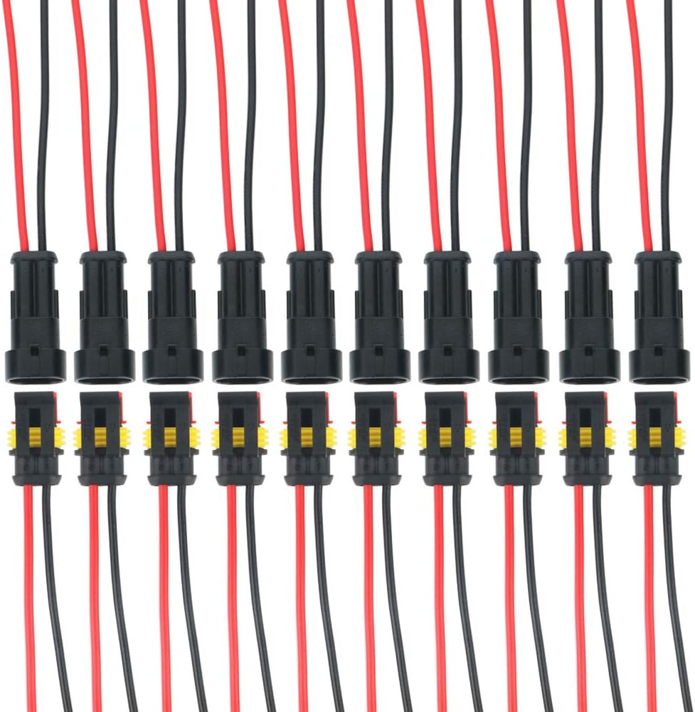 Juego de 10 conectores eléctricos automotrices impermeables de 2 pines ...