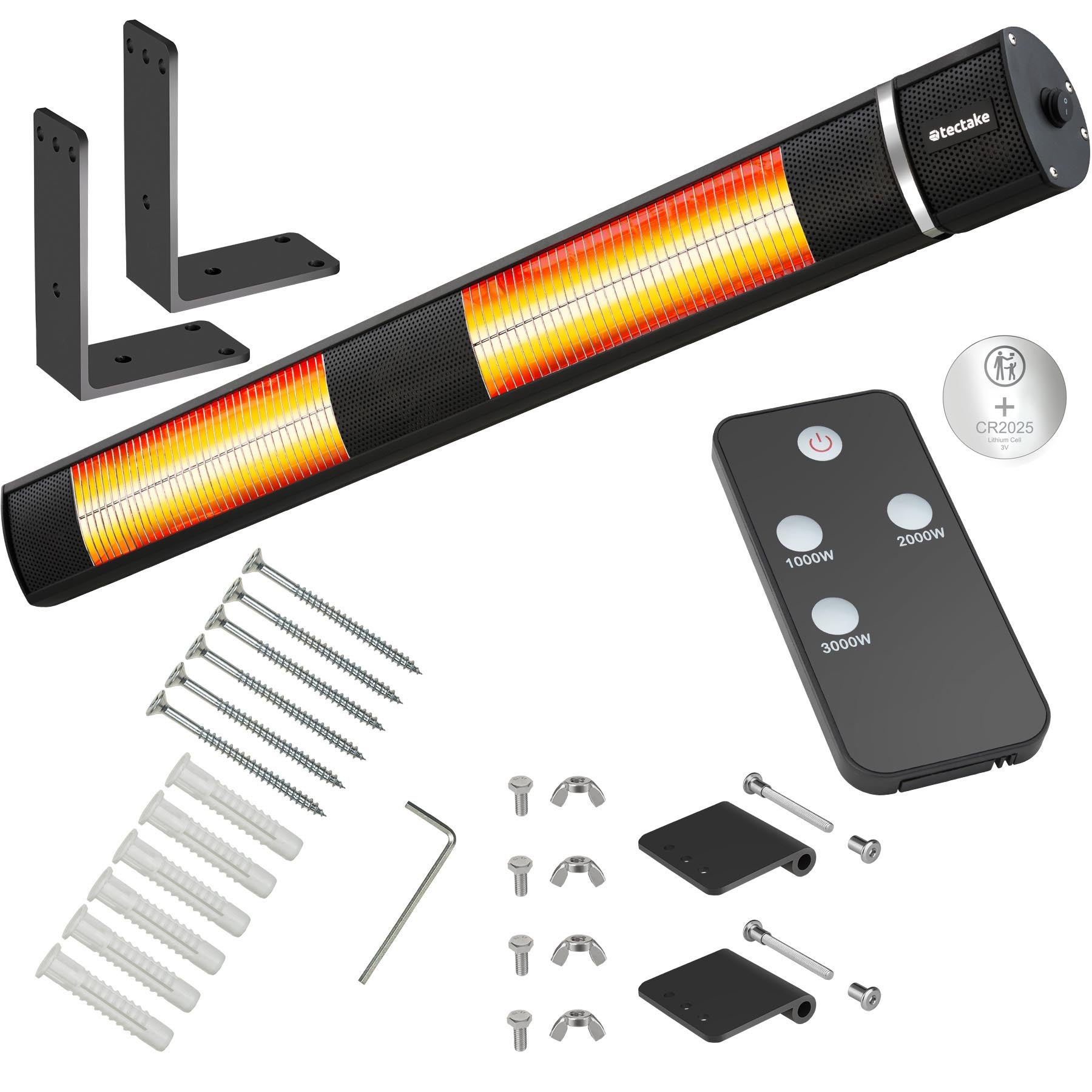 TECTAKE Calefactor radiante por infrarrojos 3 niveles de potencia: 1000 ...