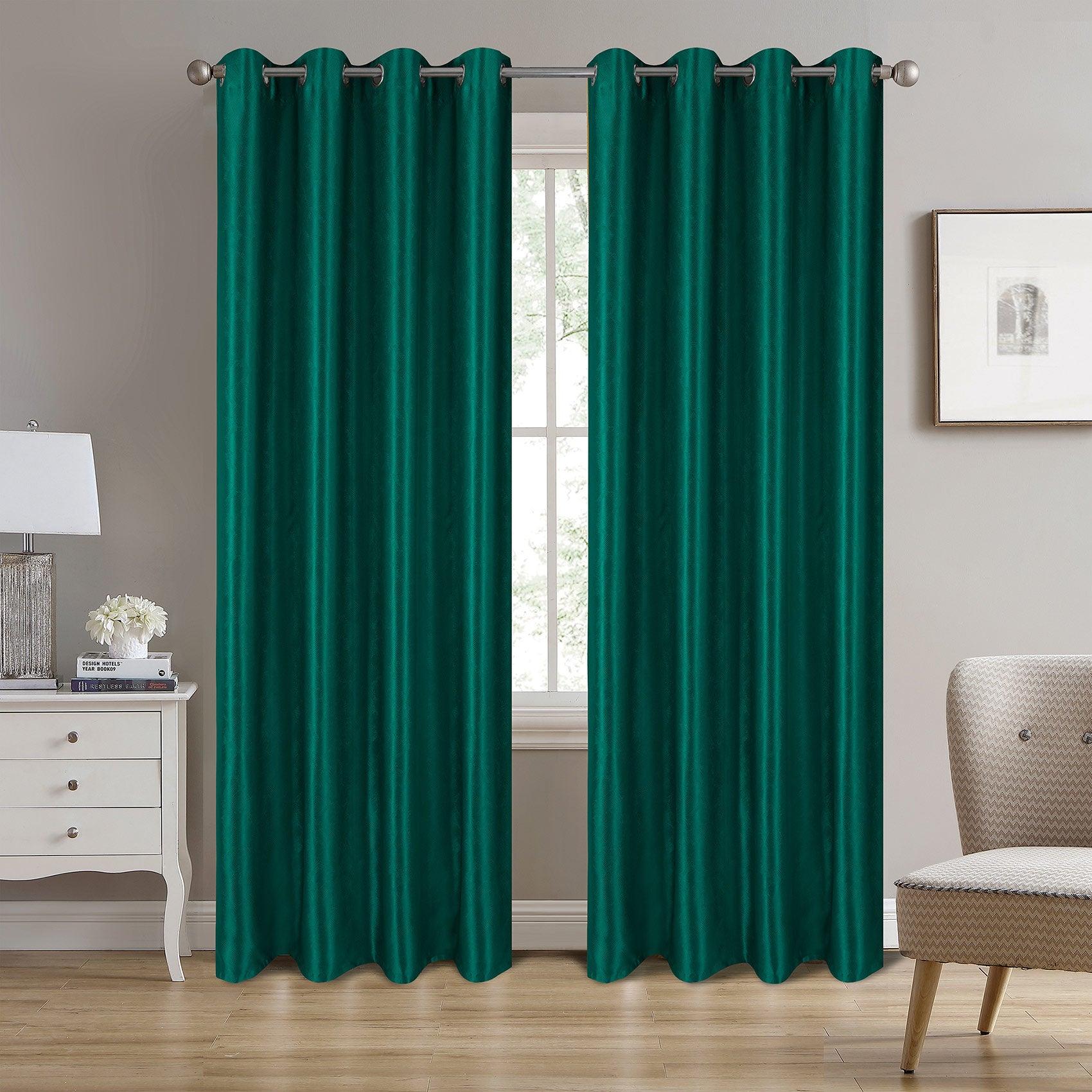 Paire de rideaux occultants à motifs géométriques - Vert - 140x260 cm ...