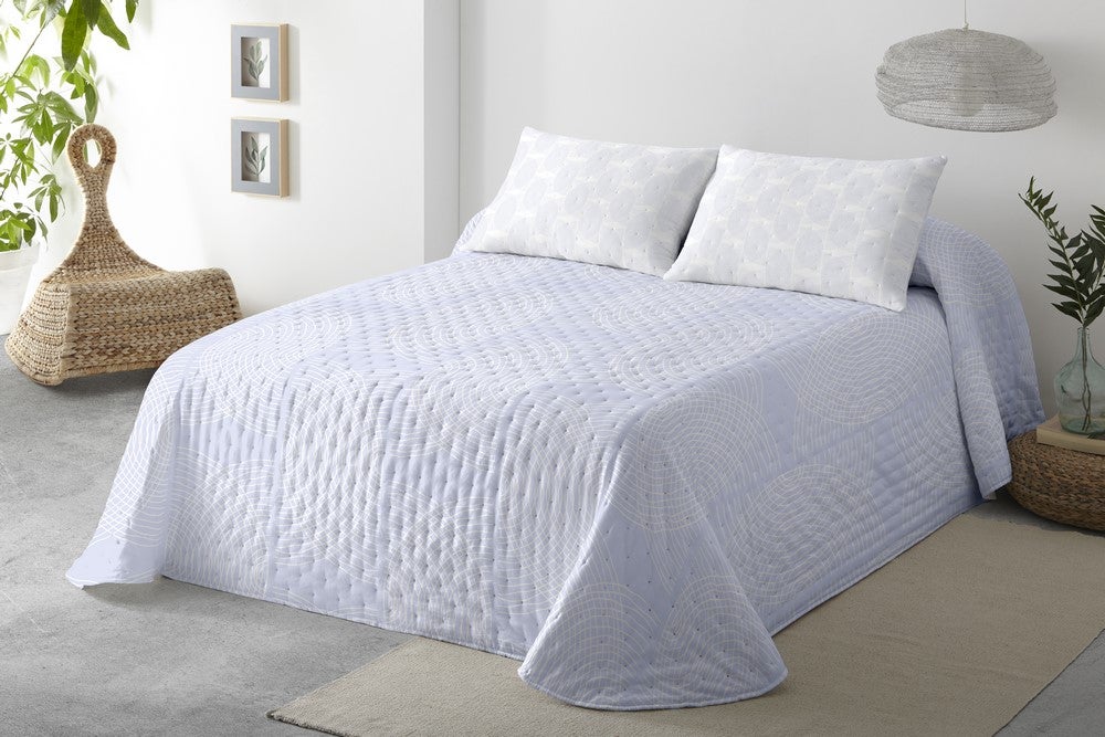 Colcha Estampada Reversible Suave Nahia Cielo. Colcha Cama 150 cm ...