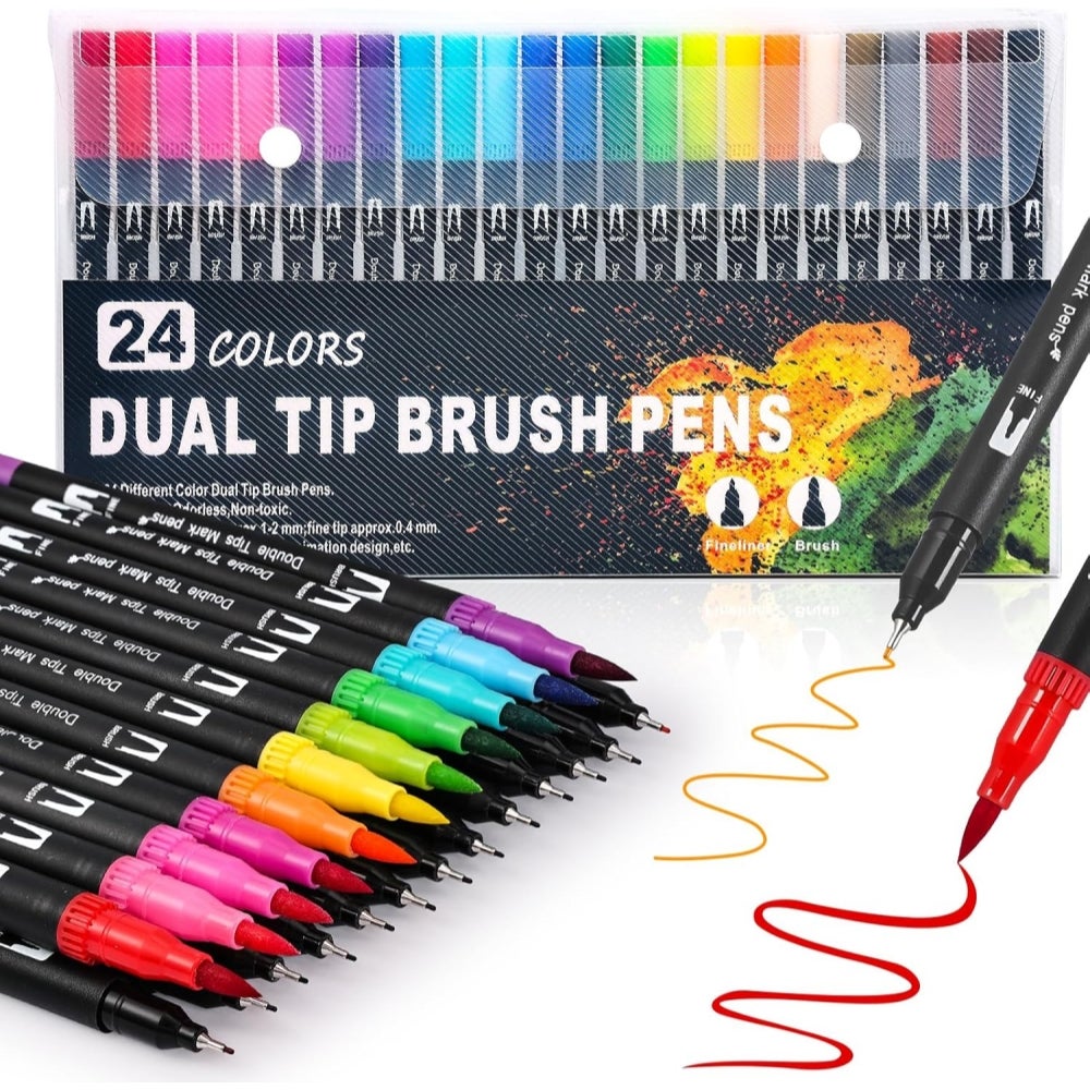 Feutres Coloriage - 24 Couleurs Feutre Art, Double Pointe Feutre ...