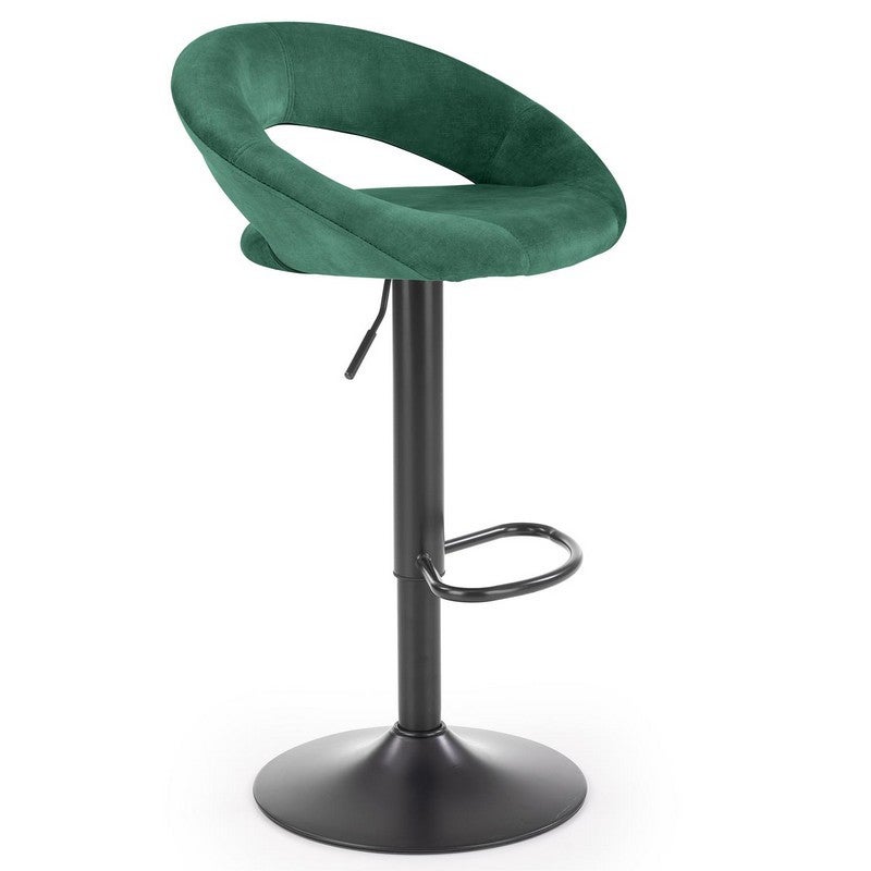 Taburete de bar contemporáneo de terciopelo verde con estructura de ...