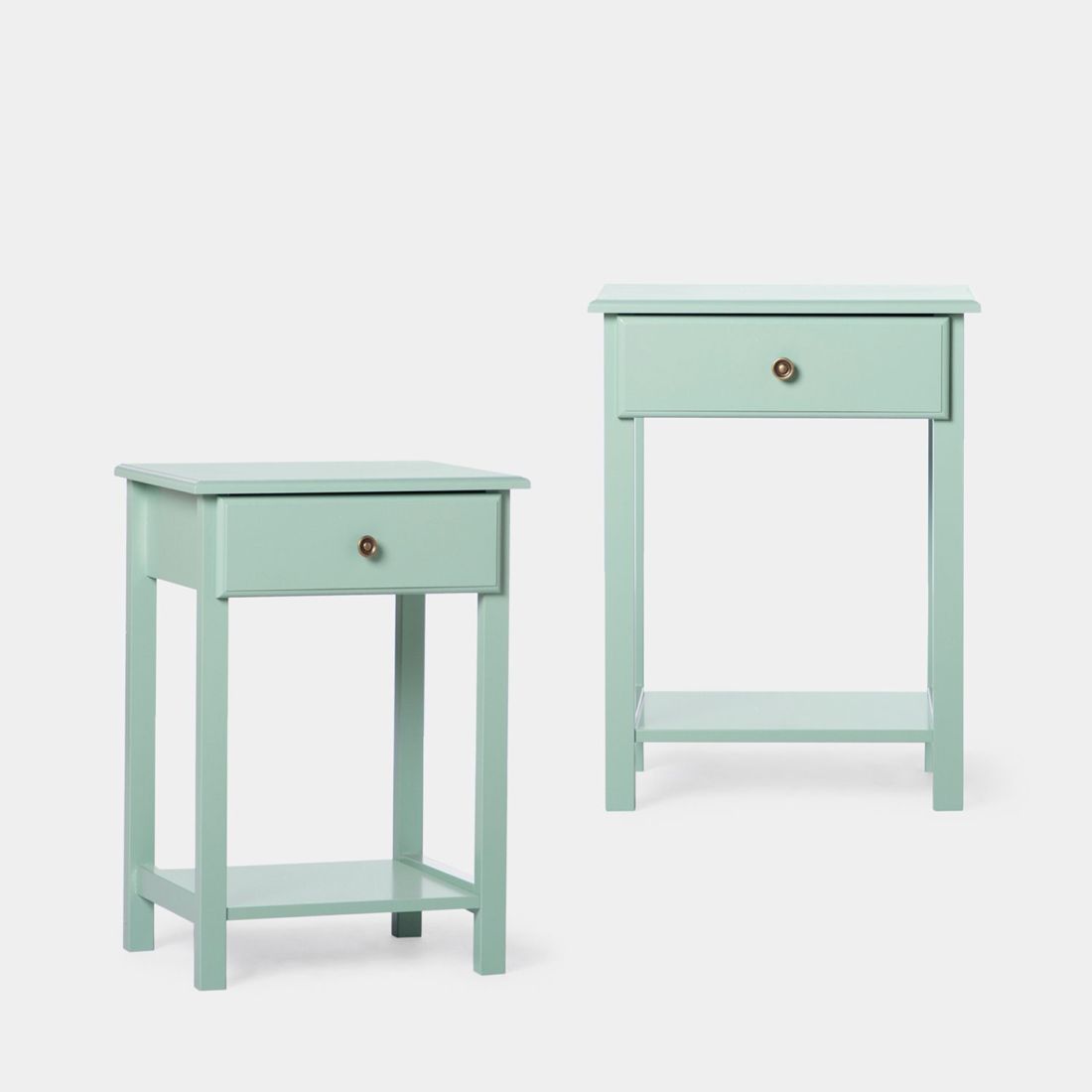 Pack 2 tables de chevet avec 1 tiroir laquées en vert menthe Ruan ...