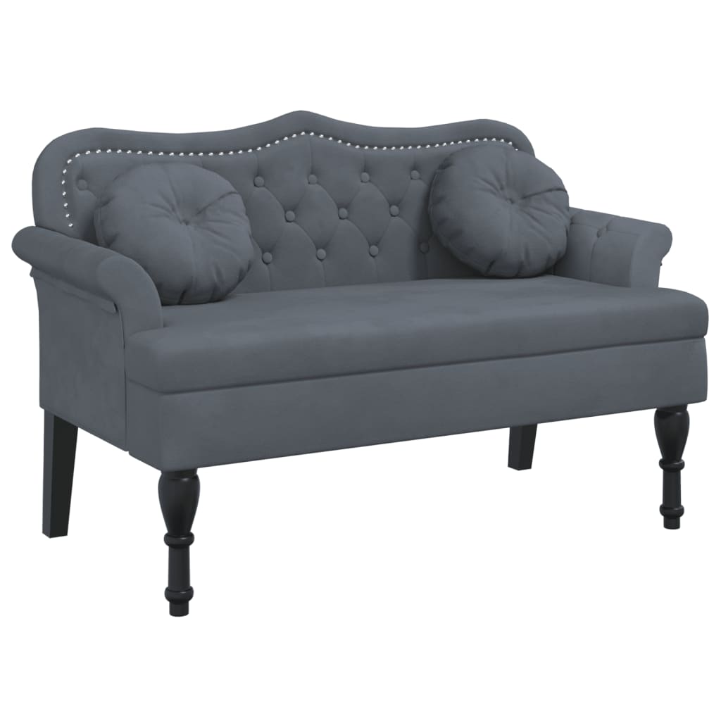 Banc avec coussins gris foncé 120,5x65x75 velours | Leroy Merlin