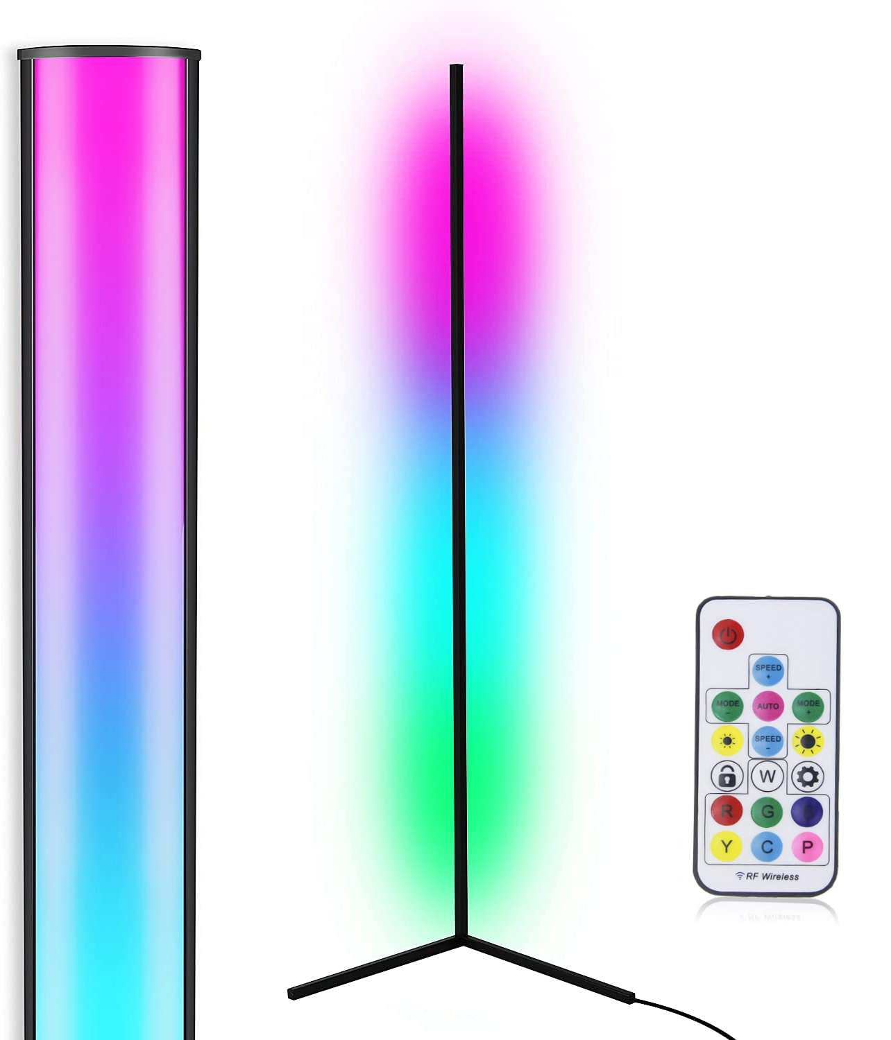 Lampadaire LED d'angle RGB avec changement de couleur Noir | Leroy Merlin