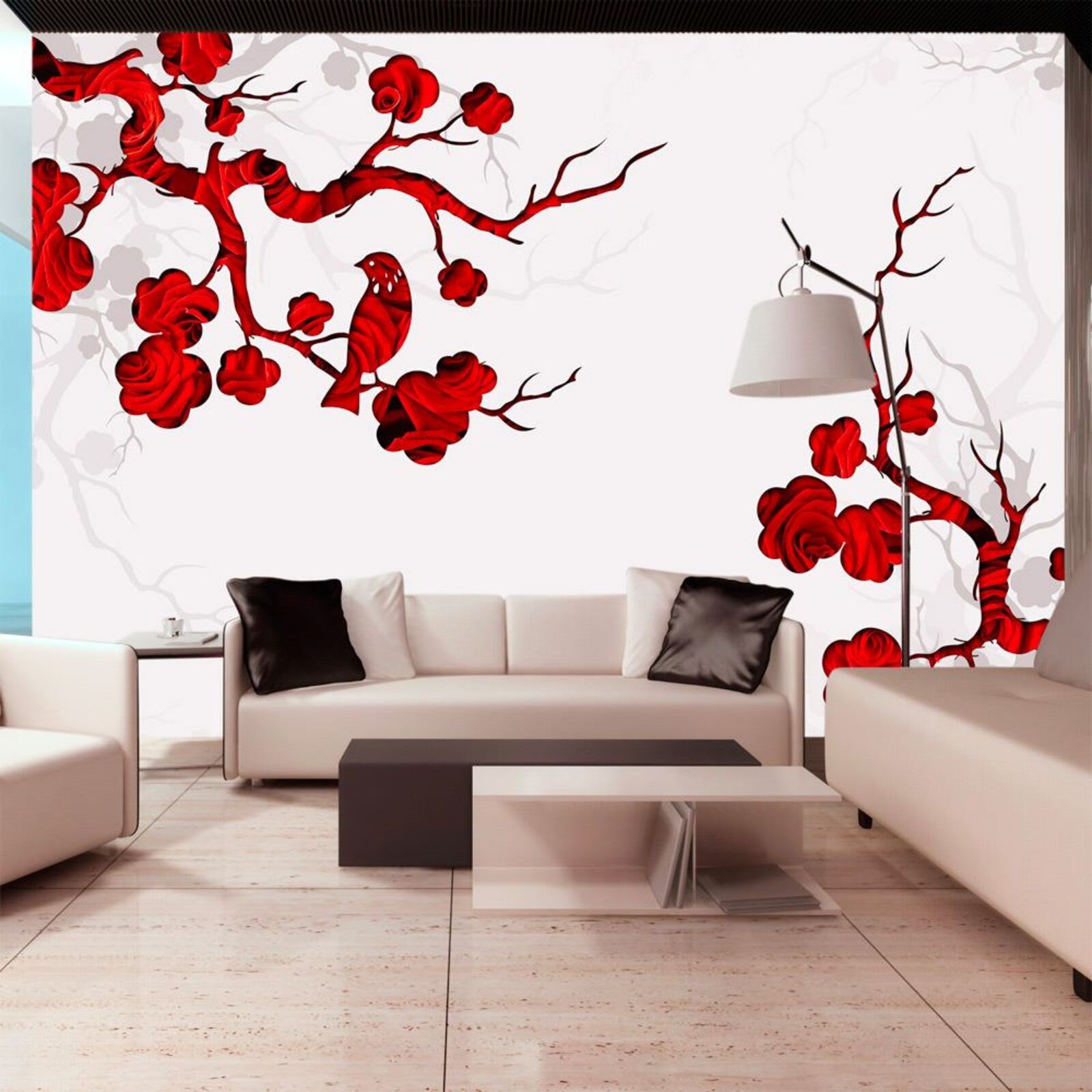 Papier peint Buisson rouge - 400 x 280 cm | Leroy Merlin