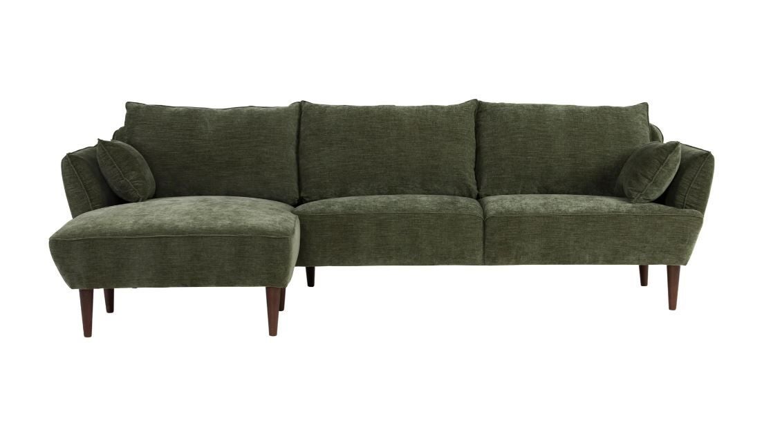 Becca - canapé d'angle droit - tissu vert forêt | Leroy Merlin
