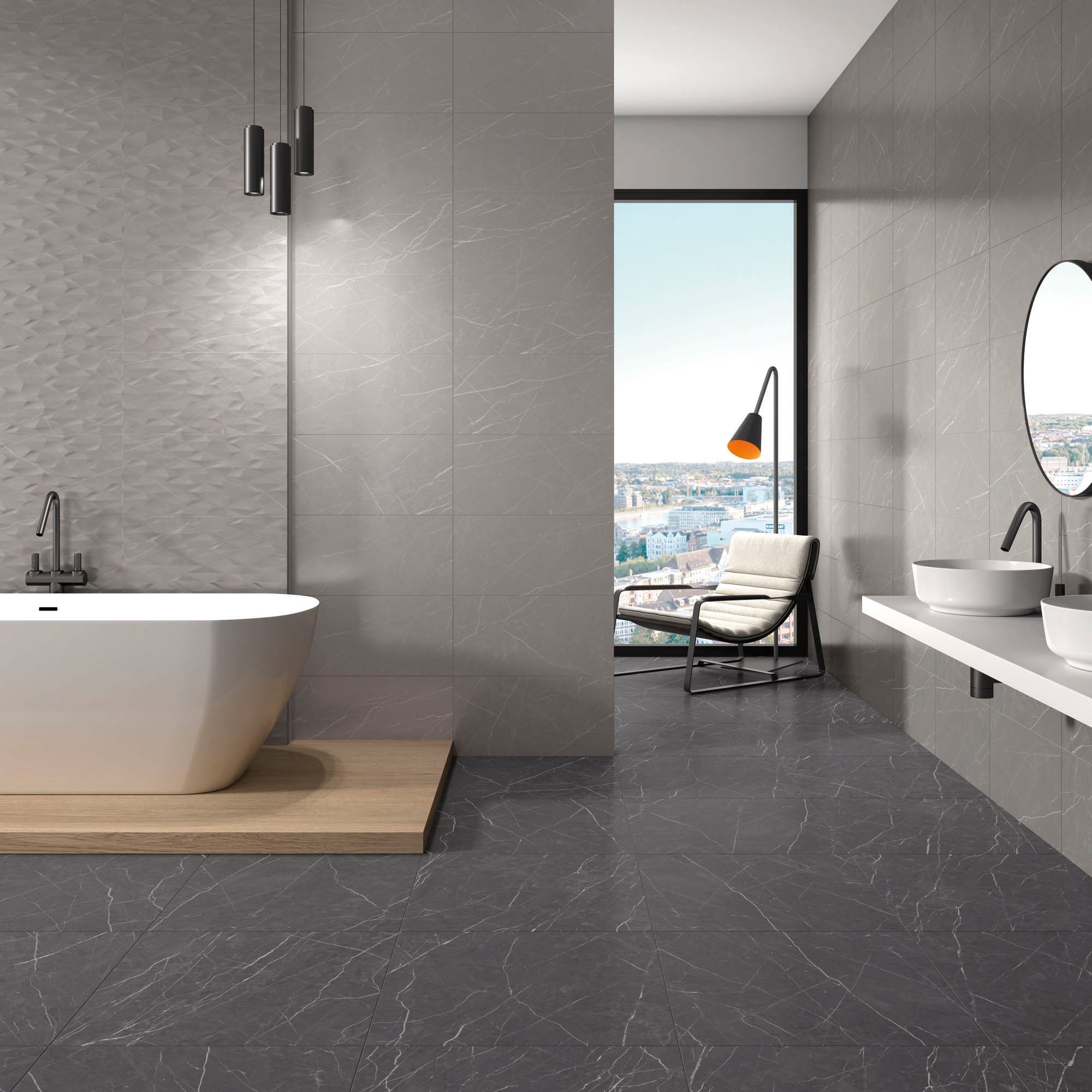 Faïence - MUSE - GREY - 30x90 PRISMA Rectifié | Leroy Merlin