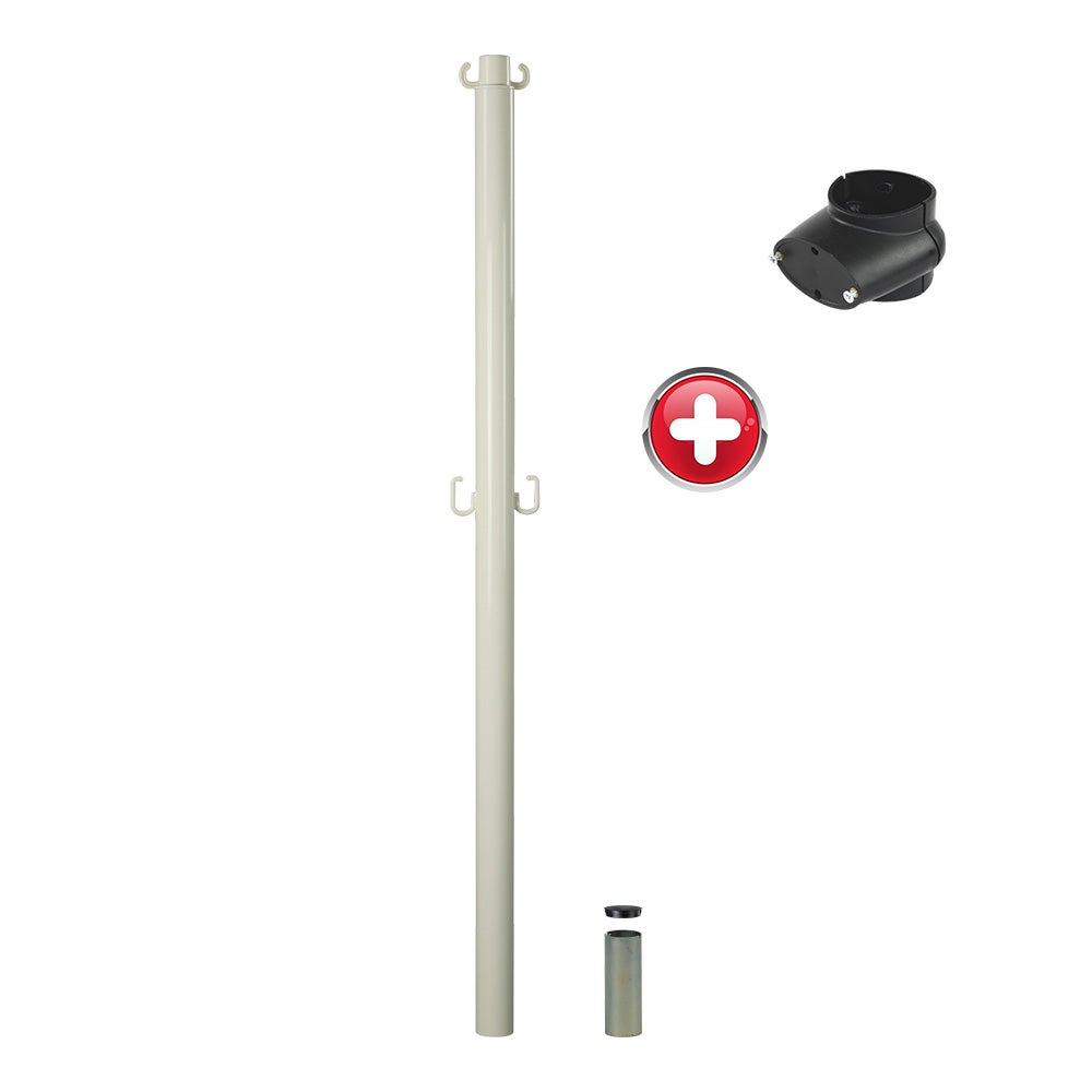 Poteau acier 1m30 Blanc à sceller avec support panneau - 2228121 ...