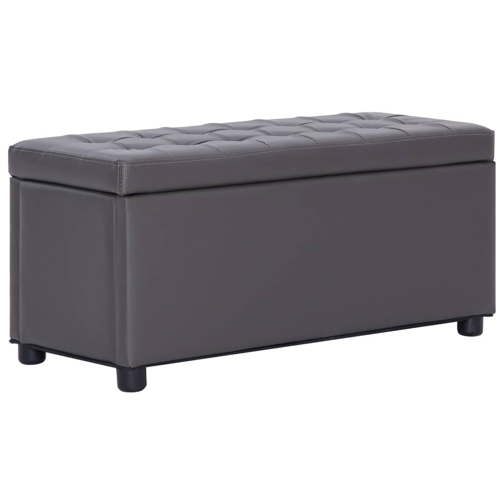 Pouf de rangement 87,5 cm Gris Similicuir | Leroy Merlin