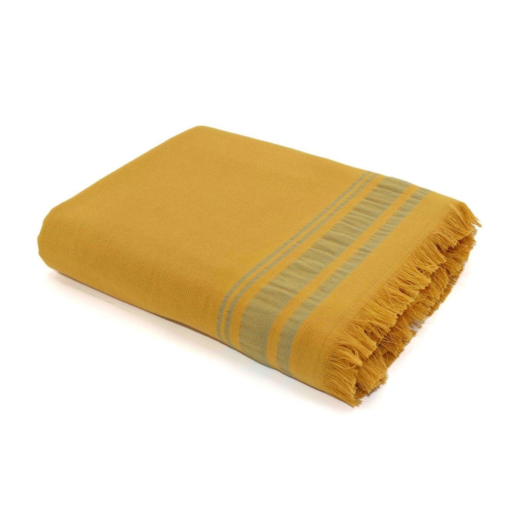 Fouta éponge 100x180 coton jaune moutarde / jaune | Leroy Merlin
