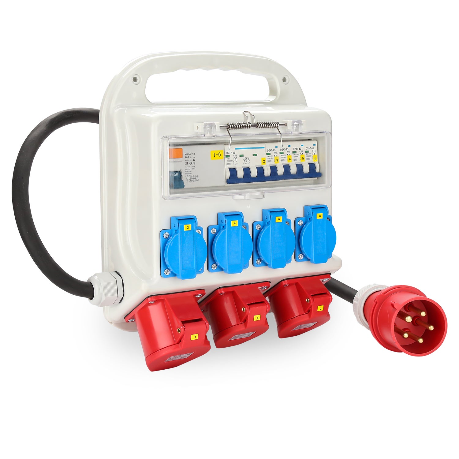 Coffret de Chantier Monophasé Tableau Répartiteur de Courant 2x400V-16A 1x400V-32A 4x230V(RCCB ...