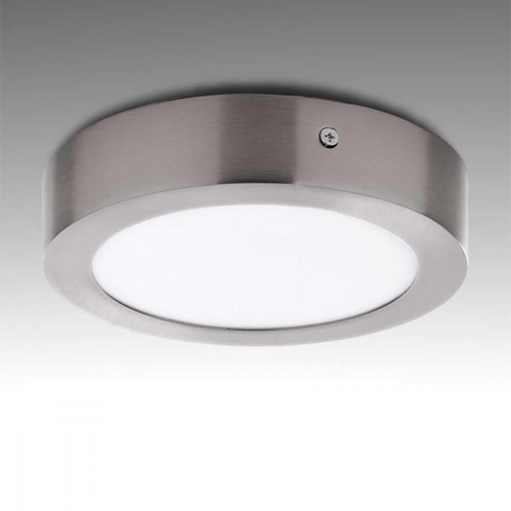 Plafonnier LED circulaire 12 W, 1 200 lm, 6 000 °K, nickel satiné, 50 ...