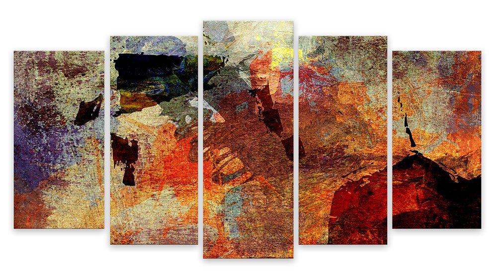 Tableau 5 parties abstrait tempête solaire - 150x80 cm | Leroy Merlin