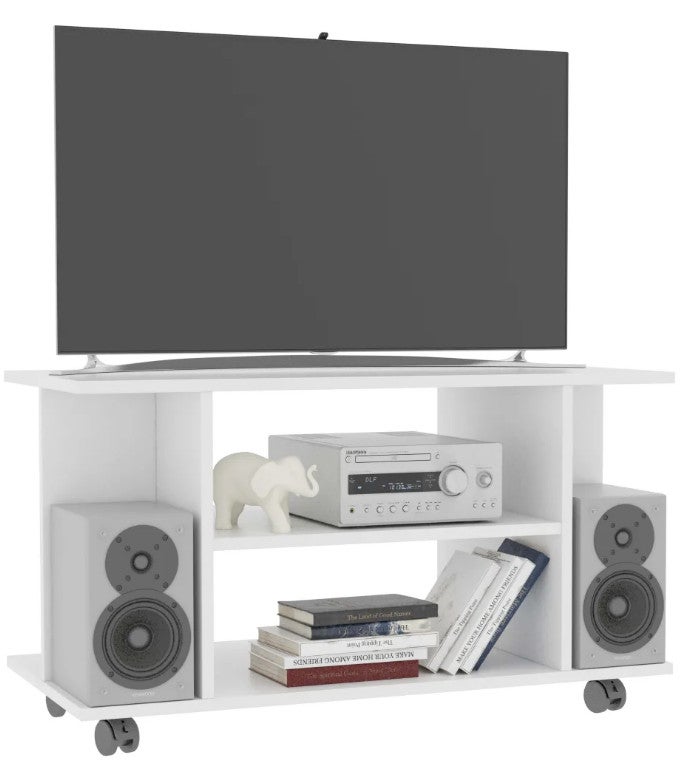 Mueble de TV con ruedas madera contrachapada blanco 80x40x40 cm | Leroy ...