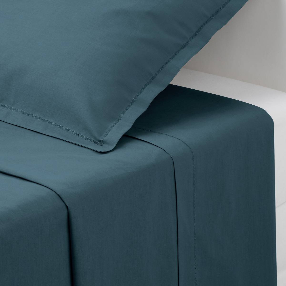 Drap plat "Carina" en coton 180x290cm bleu orage - Atmosphera créateur ...