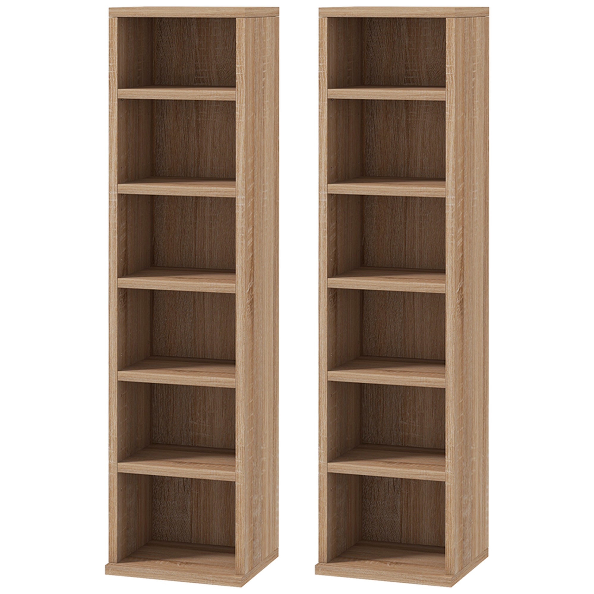 Estantería para CD HOMCOM Melamina de Madera Roble 21x22.5x88.5 cm 833 ...