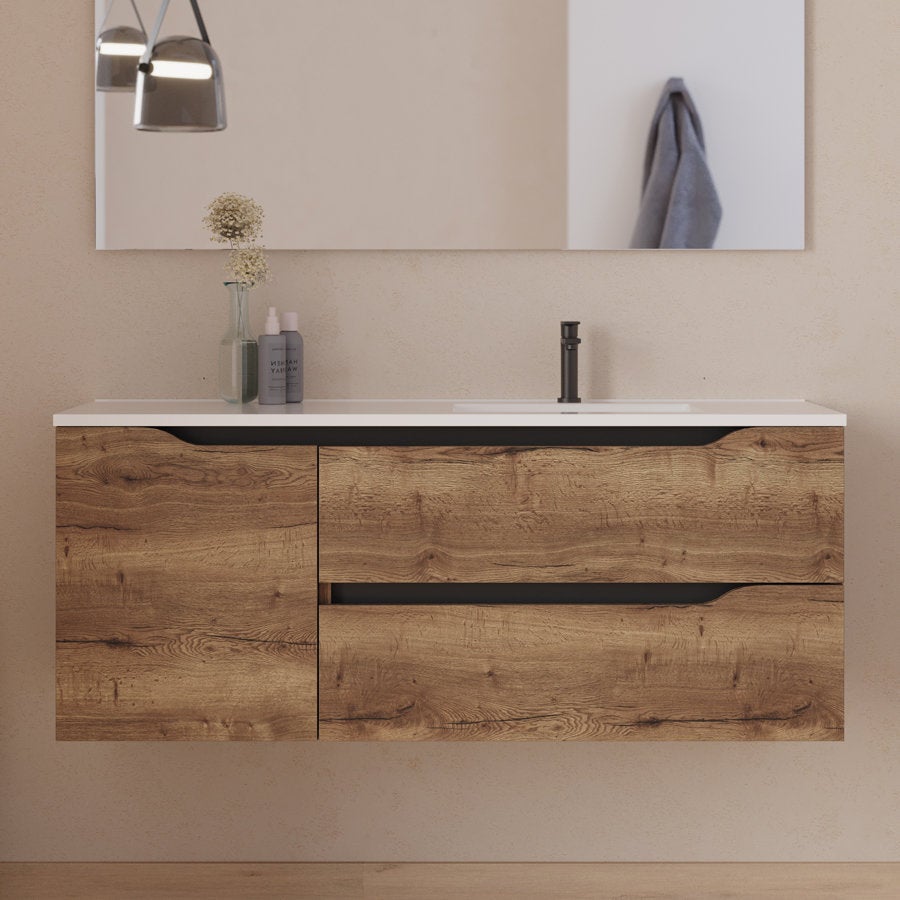 Meuble sous vasque seul, 2 tiroirs et 1 porte, 120cm, pour vasque ...