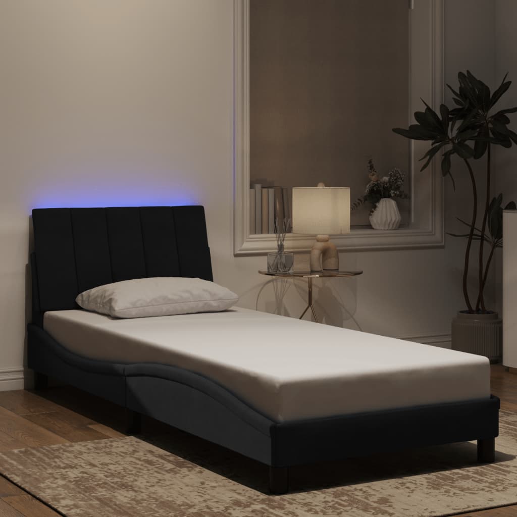 VidaXL Estructura de cama con luces LED terciopelo negro 80x200 cm ...