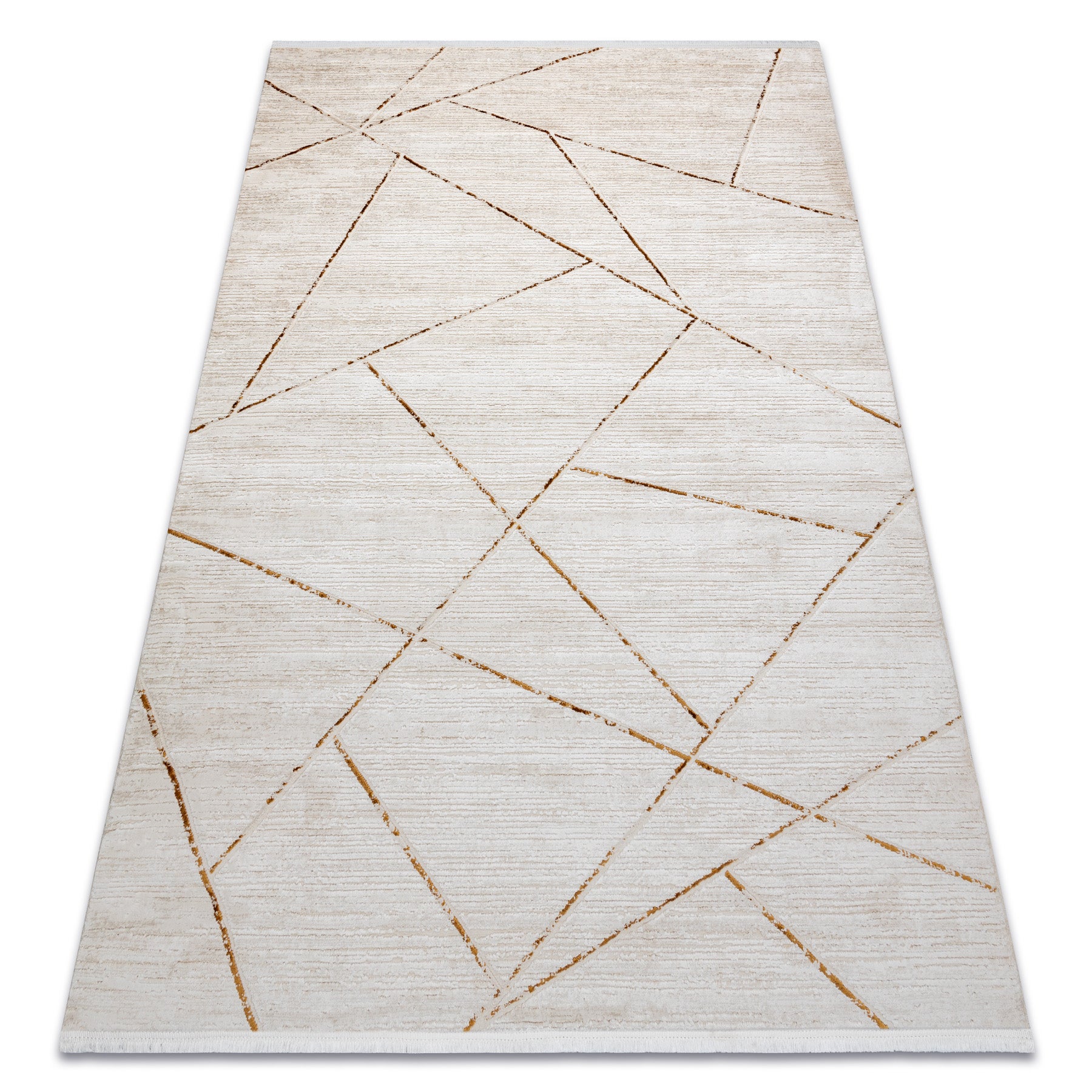 Tapis moderne DUKE 51557 crème / or - Géométrique, structuré, très doux ...