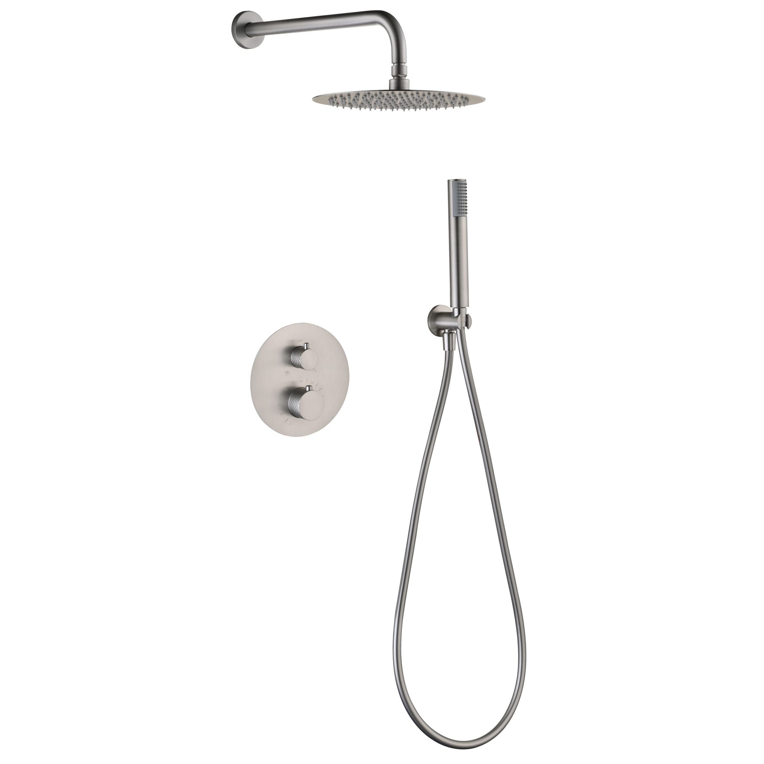 Set douche thermostatique encastrable Genova NQ nickel brossé, Imex ...