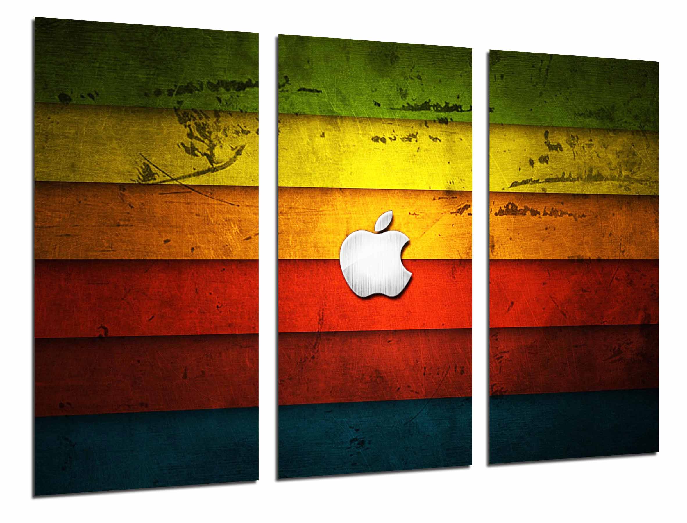 Logo Apple en bois coloré, tirage photographique sur bois, peinture ...
