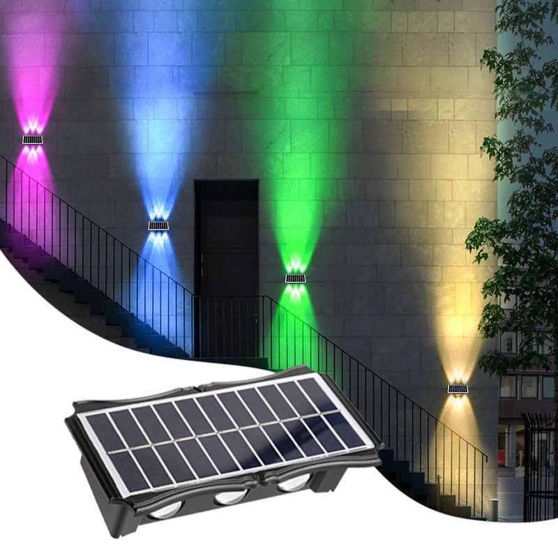 6 luces solares de pared multicolores LED, luz solar para exteriores ...