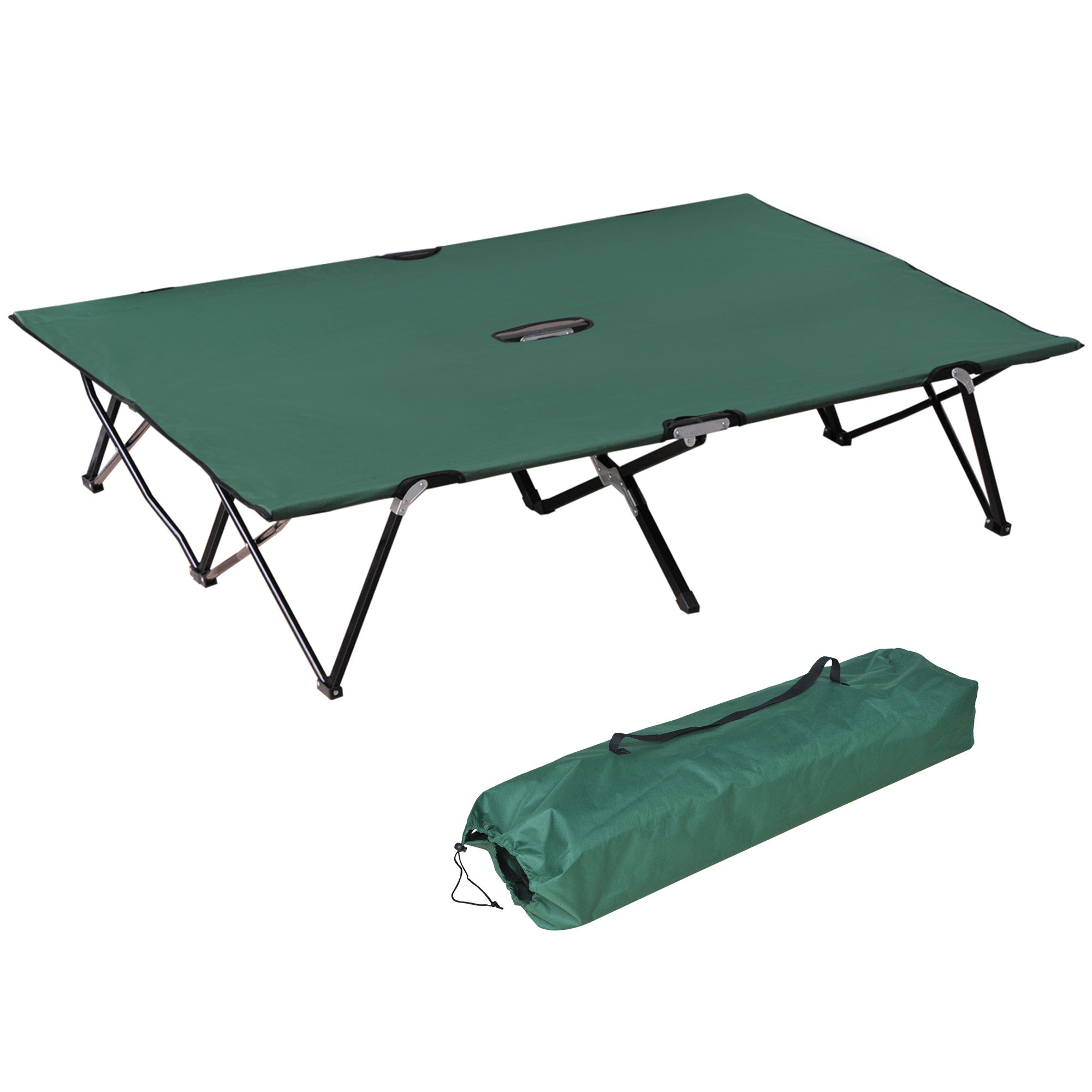 Lit de camping Outsunny 2 personnes 193x125x40cm (vert/noir Oxford ...