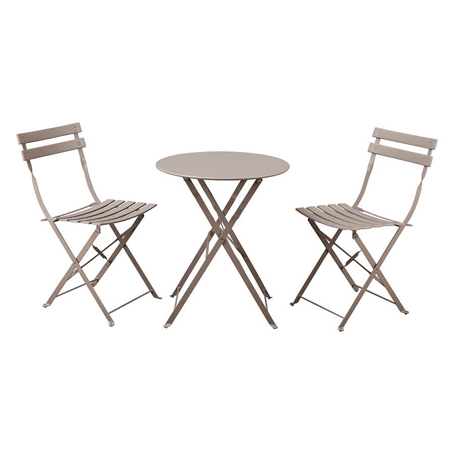 Ensemble balcon avec chaises et table ronde taupe 60x71 cm | Leroy Merlin