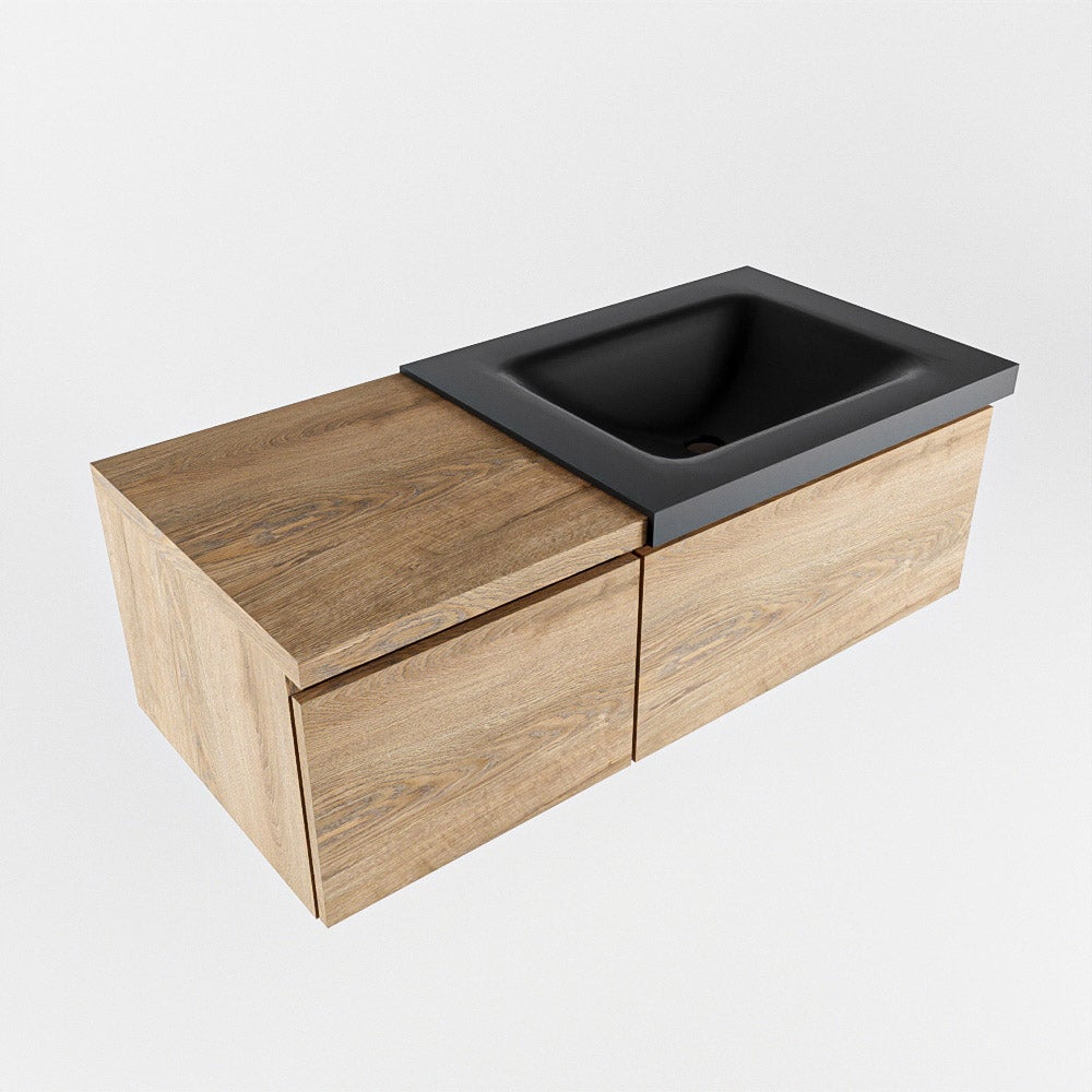MONDIAZ BUKLA 100cm mueble de baño con módulo abierto 40 Washed Oak 2 ...