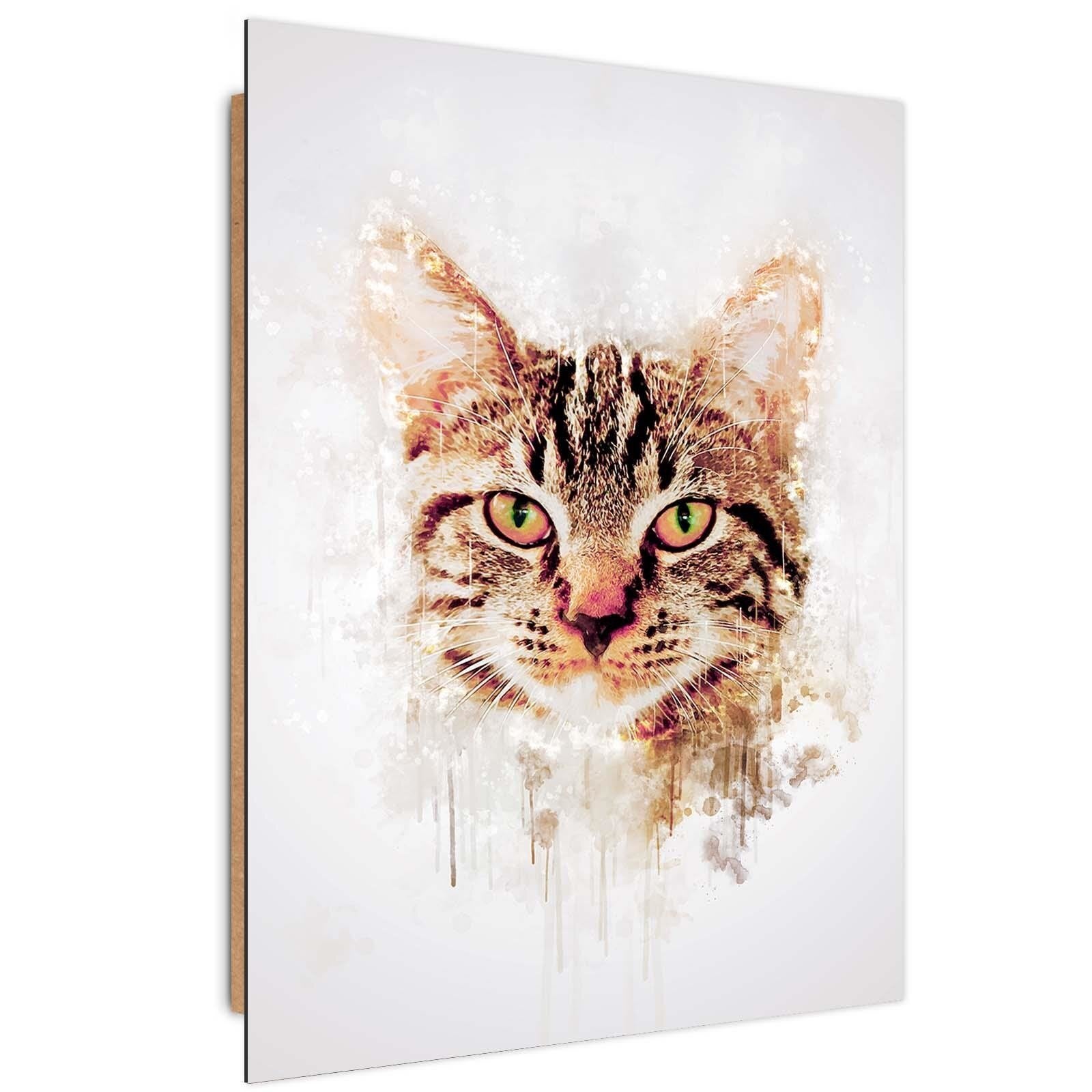 Tableau bois portrait d'un chat - 50 x 70 cm | Leroy Merlin