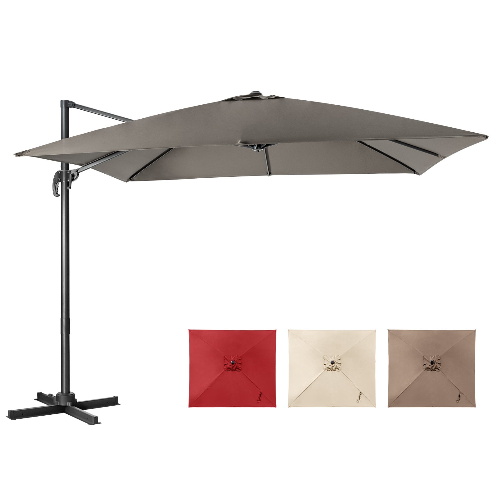 Parasol Déporté Inclinable 3x3M, Parasol de Jardin Extérieur Pliable ...