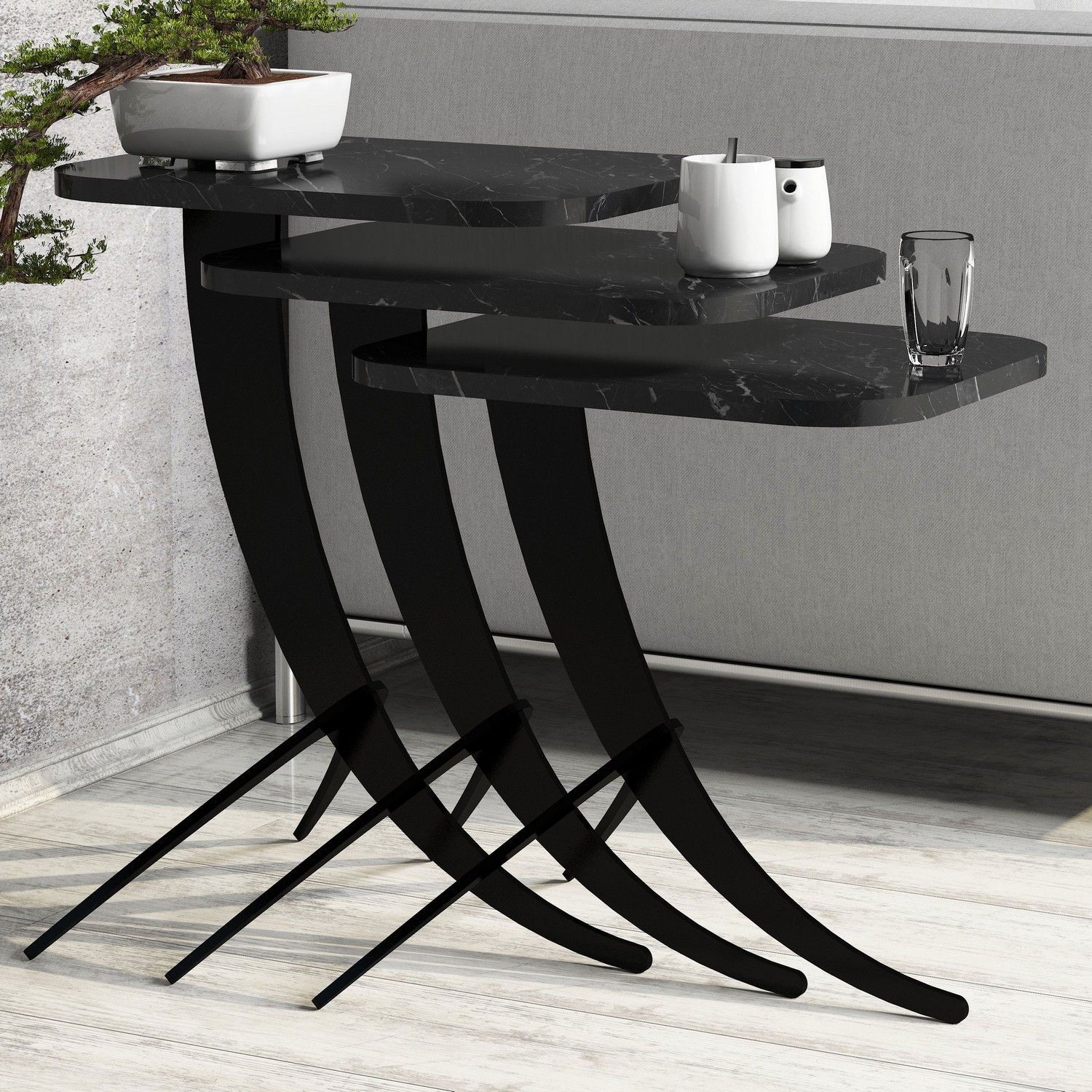 Set mesas de café (3 piezas) Pion negro | Leroy Merlin