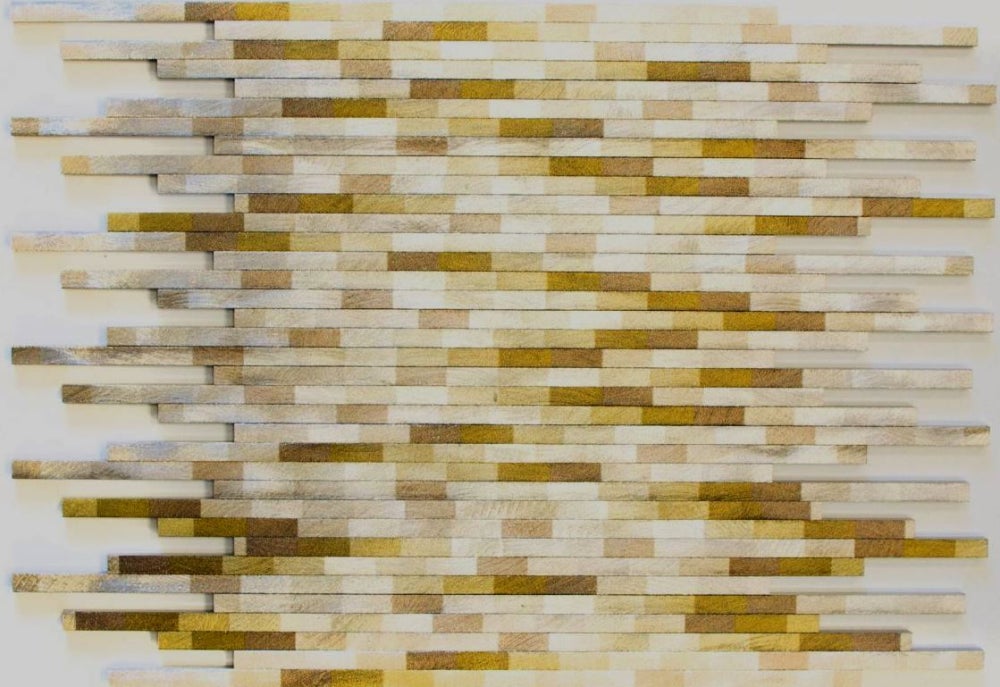 Azulejos de mosaico de metal dorado cepillado en círculos beige de oro ...