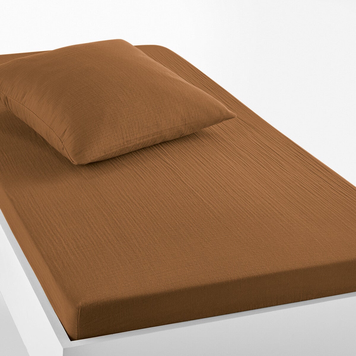 Drap-housse enfant uni gaze de coton, Kumla - Caramel - 90 x 140 cm ...