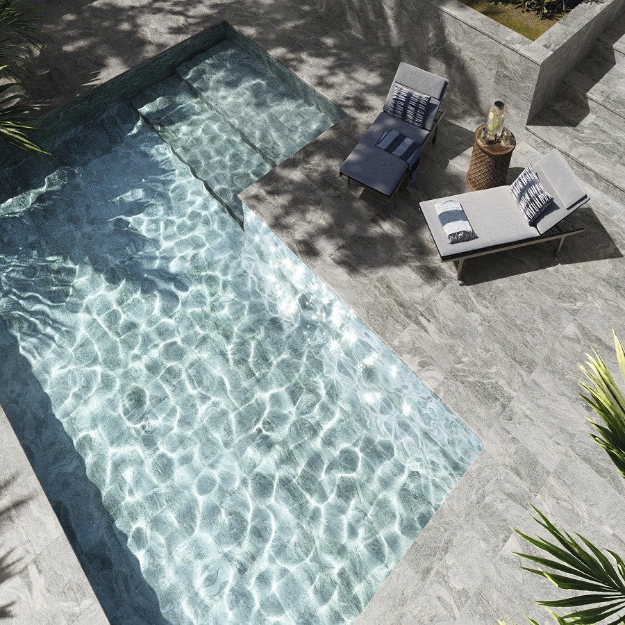Carrelage Piscine Vaytan Grey 33x66.5 Cm Effet Pierre | Leroy Merlin