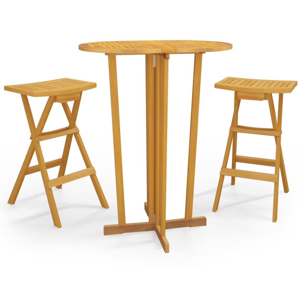 Ensemble de bar pliable 3 pcs Bois de teck massif | Leroy Merlin