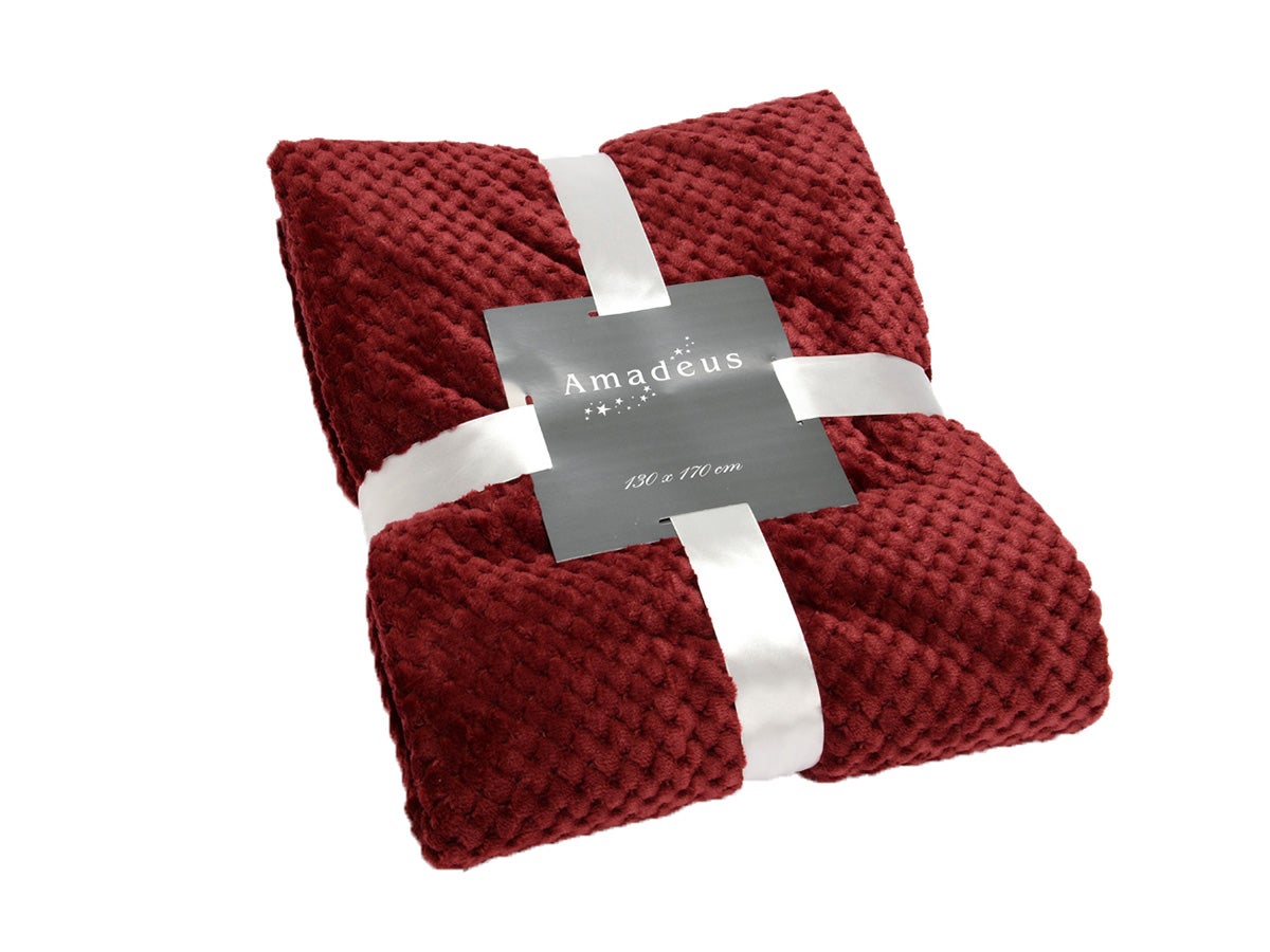 Plaid Damier 130 x 170 cm Bordeau - Amadeus | Leroy Merlin