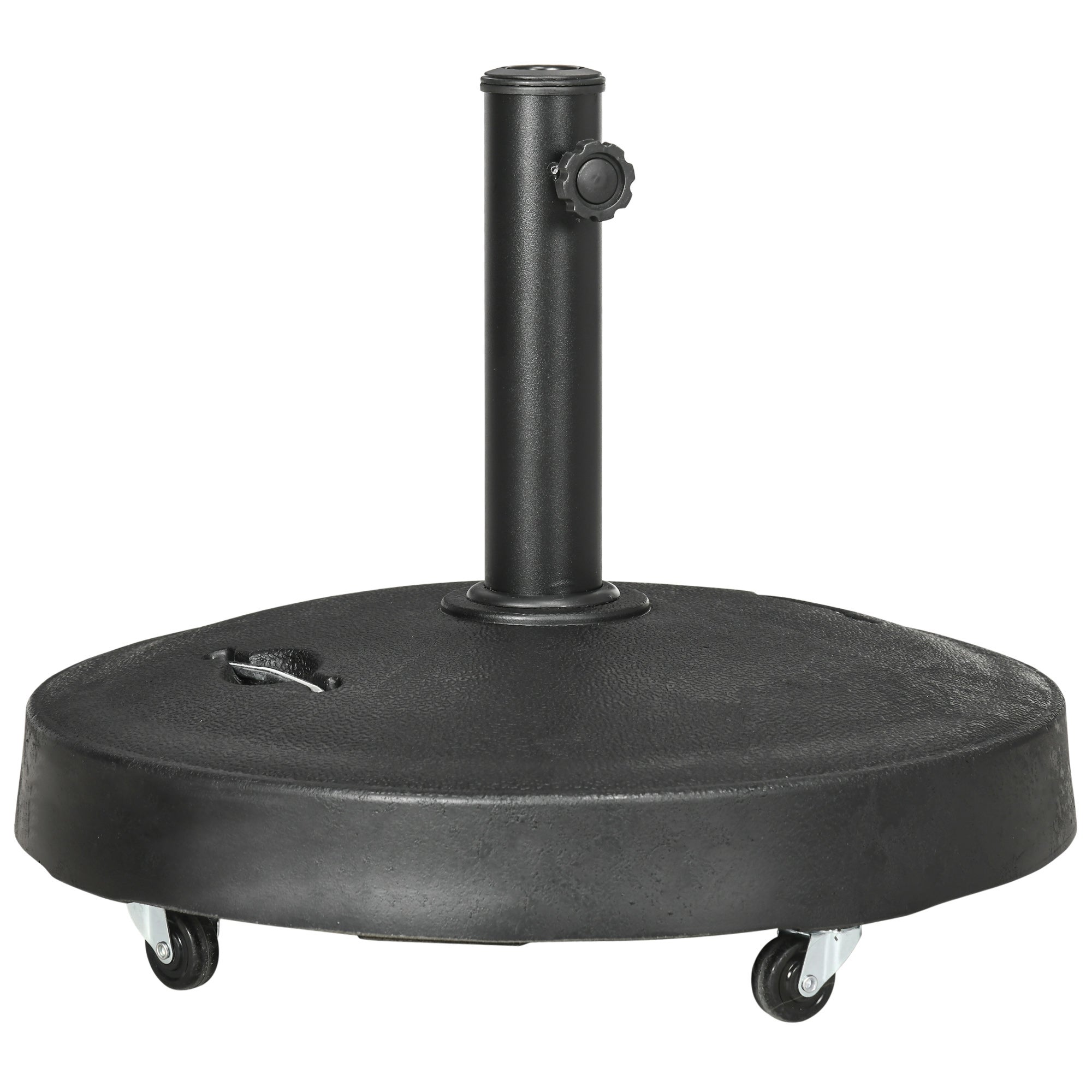 Base redonda para sombrilla con ruedas - 53x53x41cm Resina negra ...