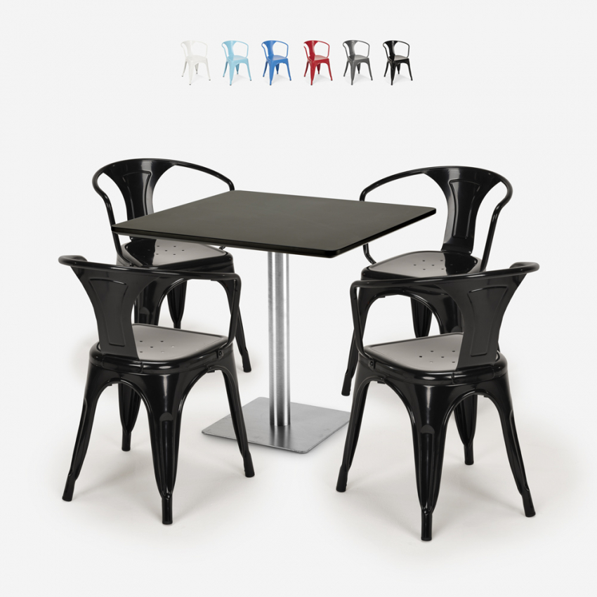 Ensemble table horeca 90x90cm bar restaurant cuisine 4 chaises style ...
