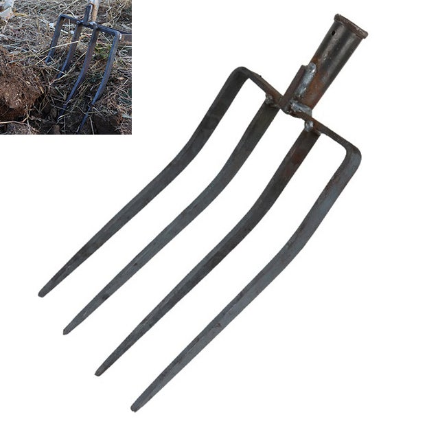Horca de jardín de 4 púas de acero al manganeso sin reposapiés ...