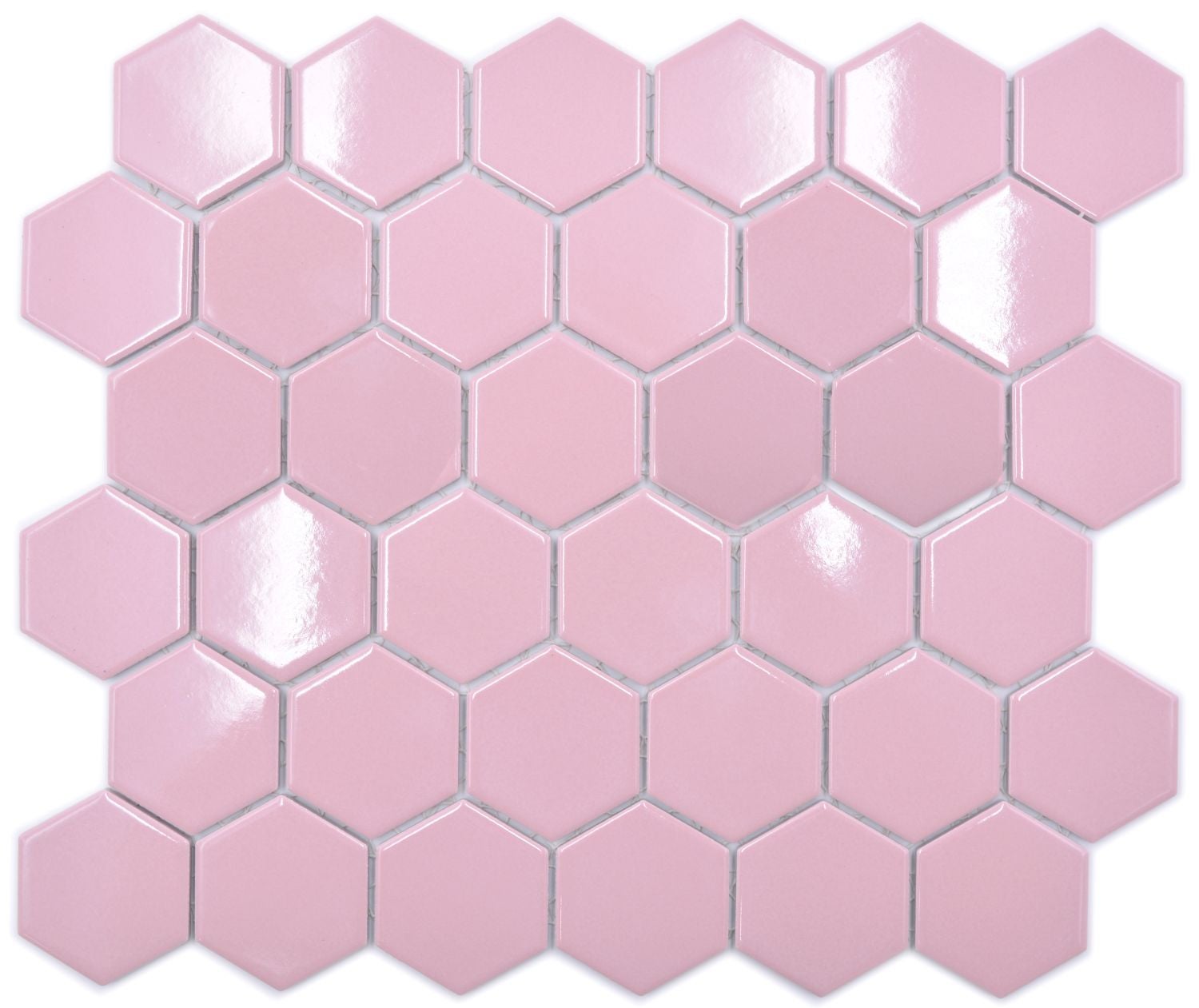 Mosaïque hexagonale uni céramique rose foncé aspect poli | Leroy Merlin
