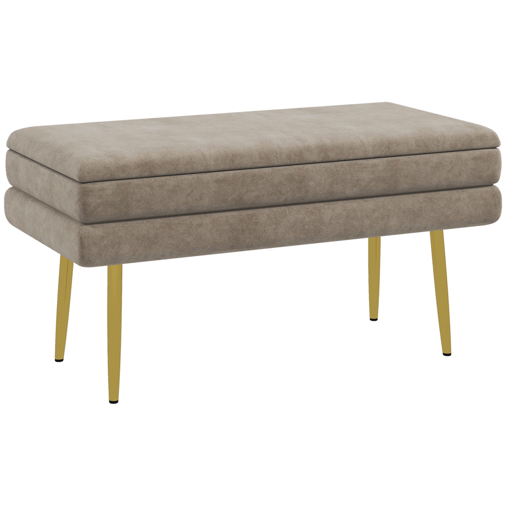 Banc de rangement deux-en-un, assise en velours, pieds en acier - 79,5 ...