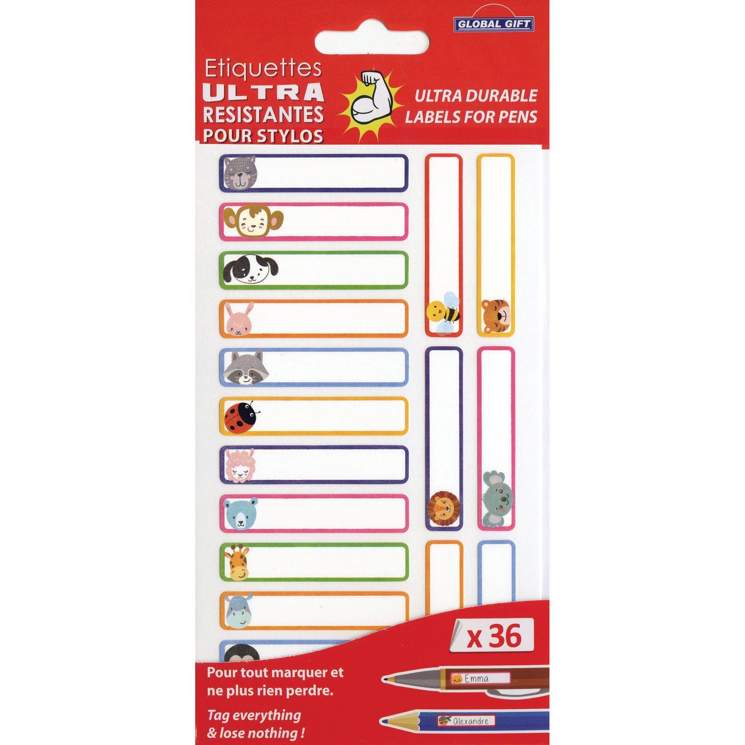 36 étiquettes plastifiées - Petits animaux - Ultra-résistantes - Global ...