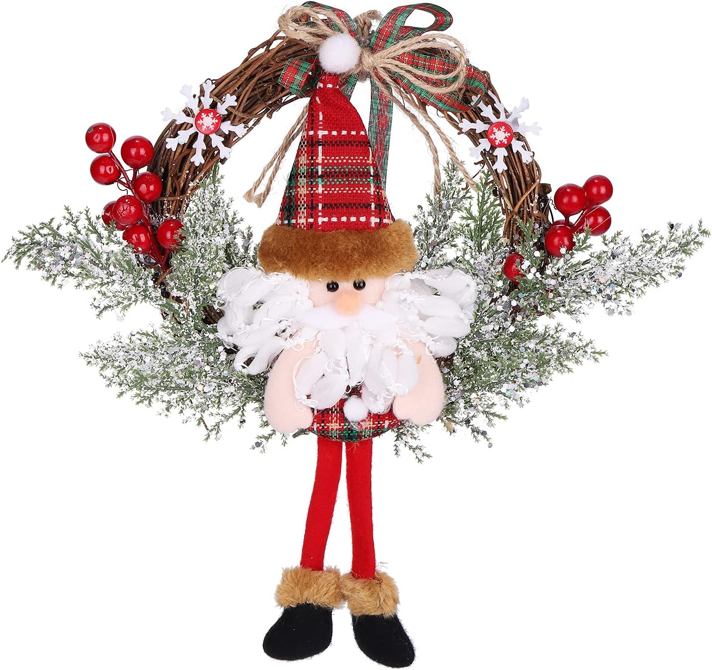 Coronas navideñas artificiales con cascabeles, con forma de Papá Noel ...