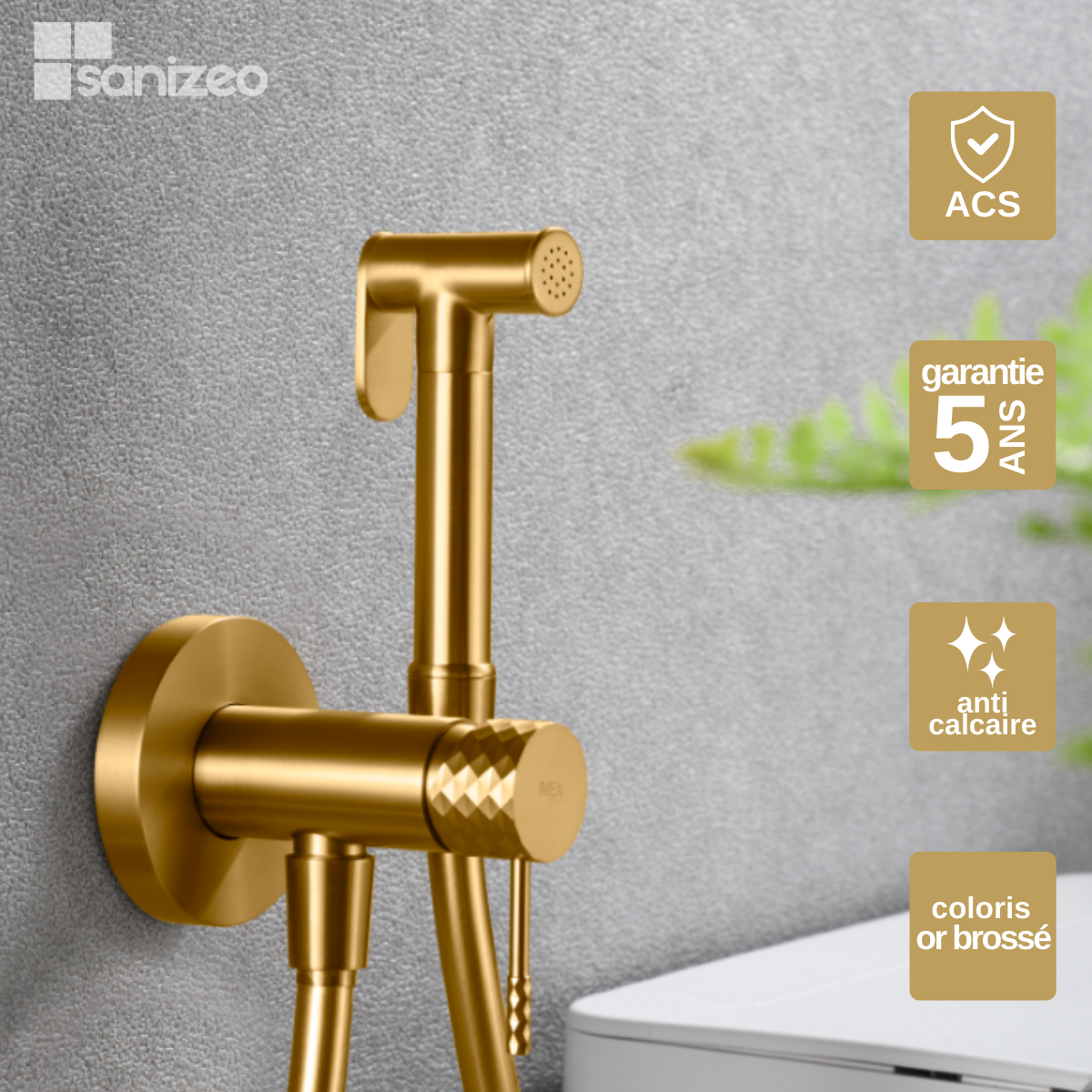 Kit Hygiène Douchette de WC / Bidet Encastré Or Brossé GENOVA RDG053/OC ...