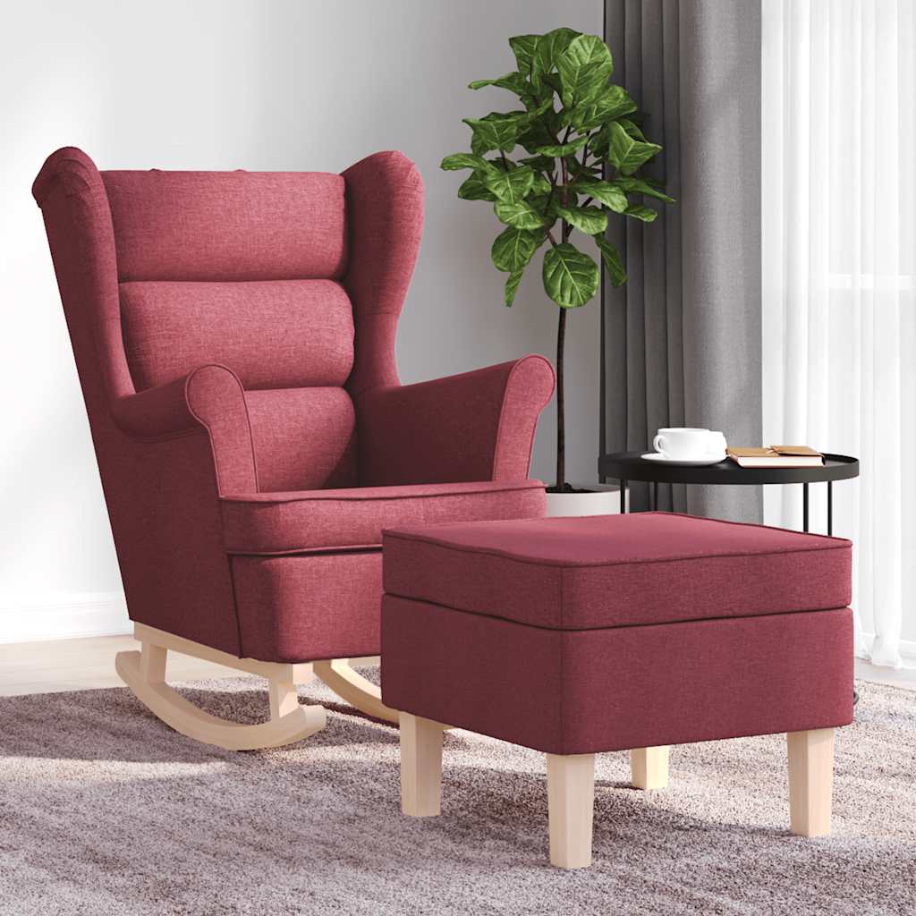 Chaise à bascule avec repose-pied Rouge bordeaux Tissu | Leroy Merlin